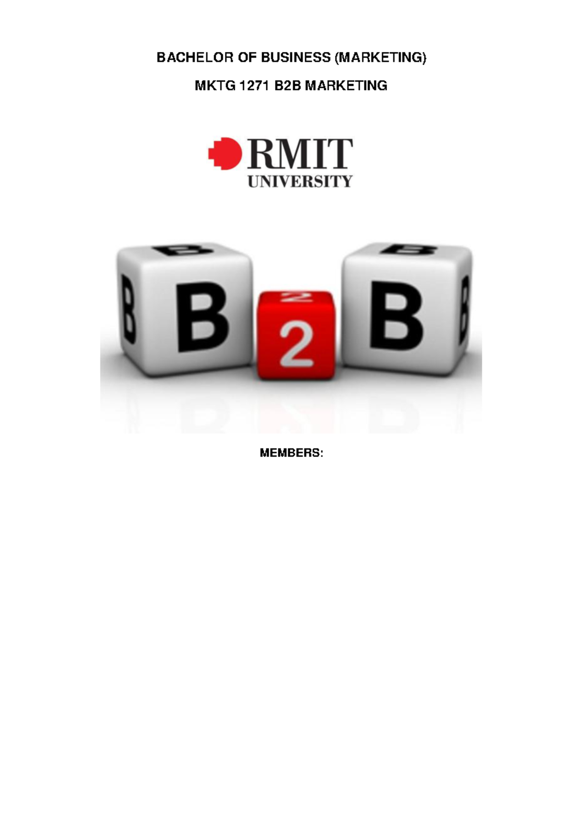 B2B Assignment 2 - BACHELOR OF BUSINESS (MARKETING) MKTG 1271 B2B ...