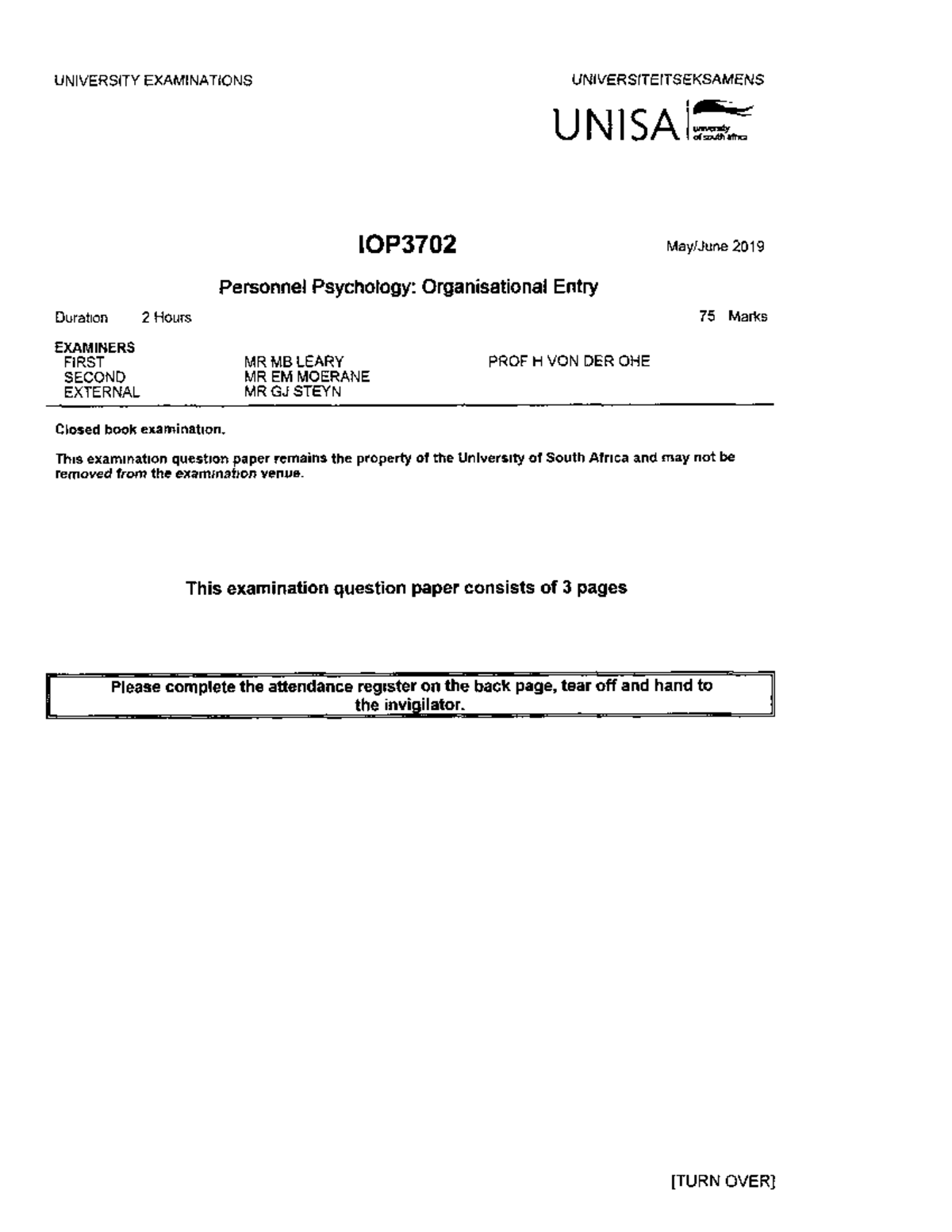 Exam 2019 - IOP3702 - Studocu