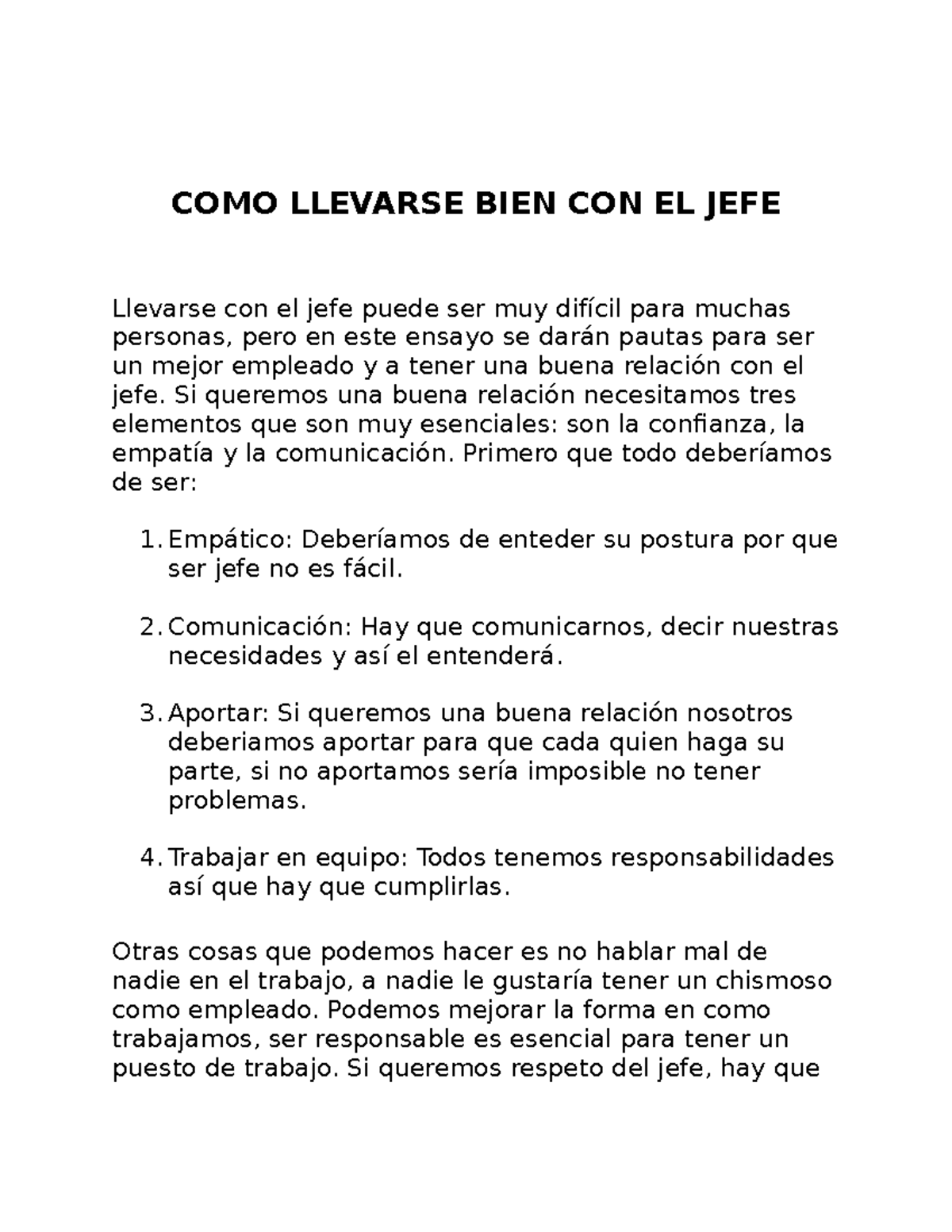COMO Llevarse BIEN CON EL JEFE - COMO LLEVARSE BIEN CON EL JEFE ...