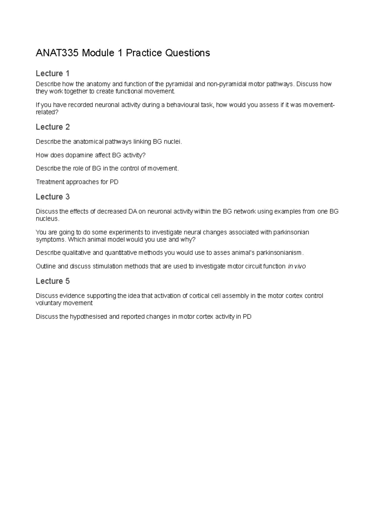 ANAT335 Module 1 Practice Questions - ANAT335 Module 1 Practice ...
