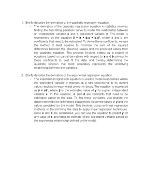 Regression and Correlation - Define Regression Regression analysis is a statistical method used ...