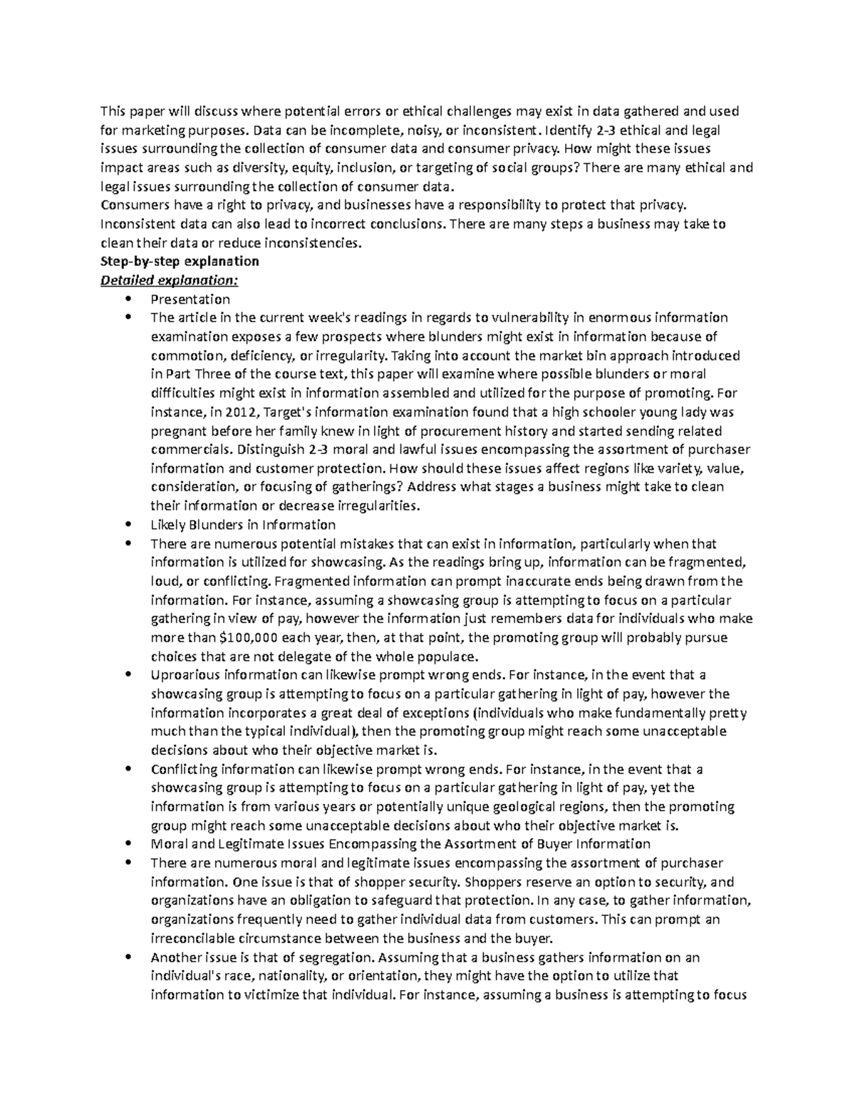 Week 2 assignment 2 - detailed - This paper will discuss where potential errors or ethical - Studocu