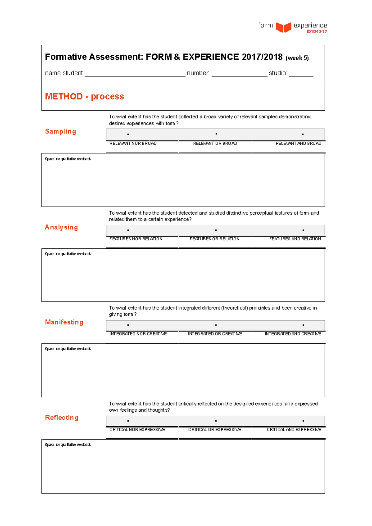 Form X Formative Assessment (Selft Assessment) - Formative Assessment ...