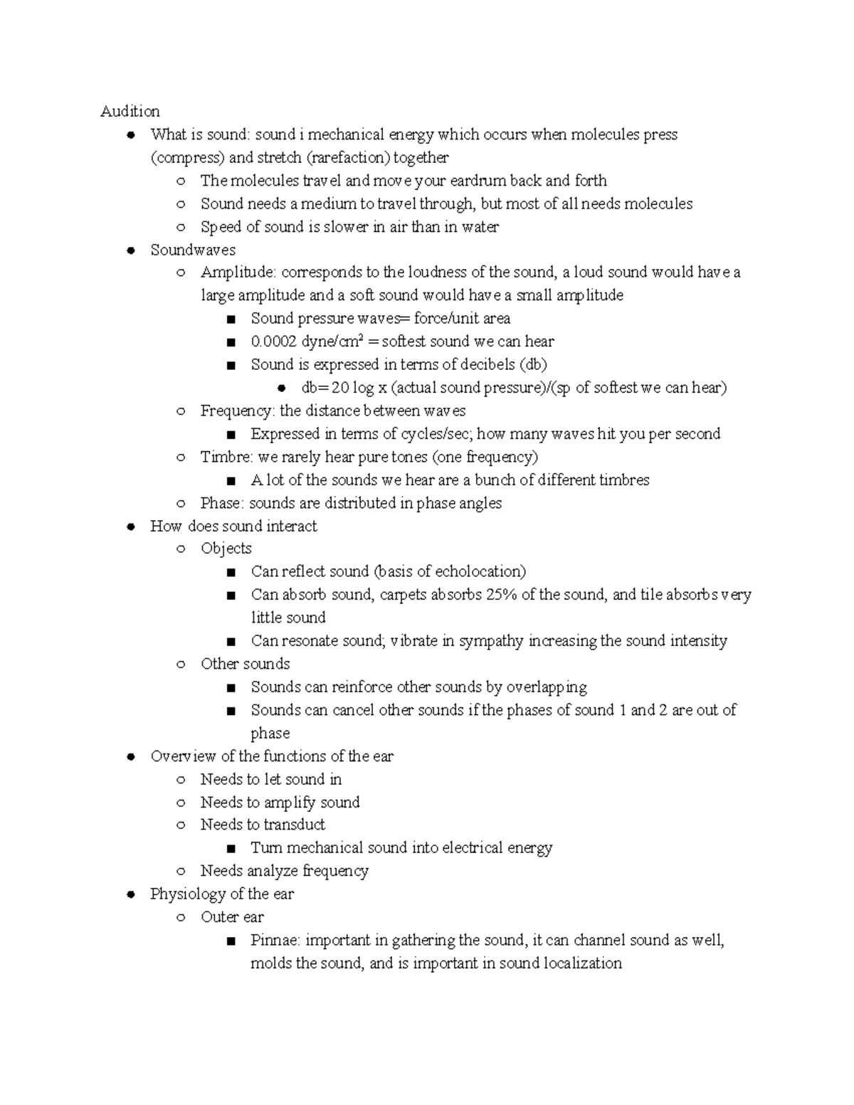 PSYC 2390 Chapter 11 - Audition What is sound: sound i mechanical ...