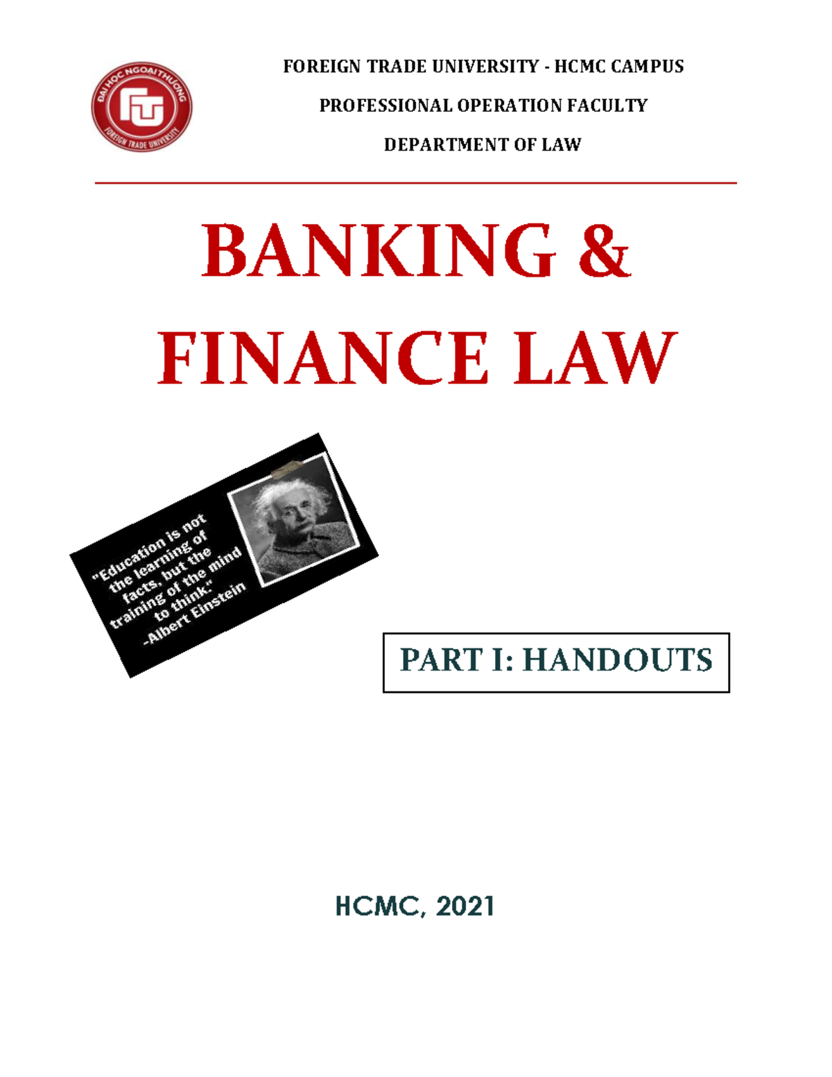 2023 Handouts TO Print - okk - BANKING & FINANCE LAW HCMC, 2021 FOREIGN ...