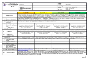 Week 4 - Practical Research DLL - GRADE 1 to 12 DAILY LESSON LOG School ...