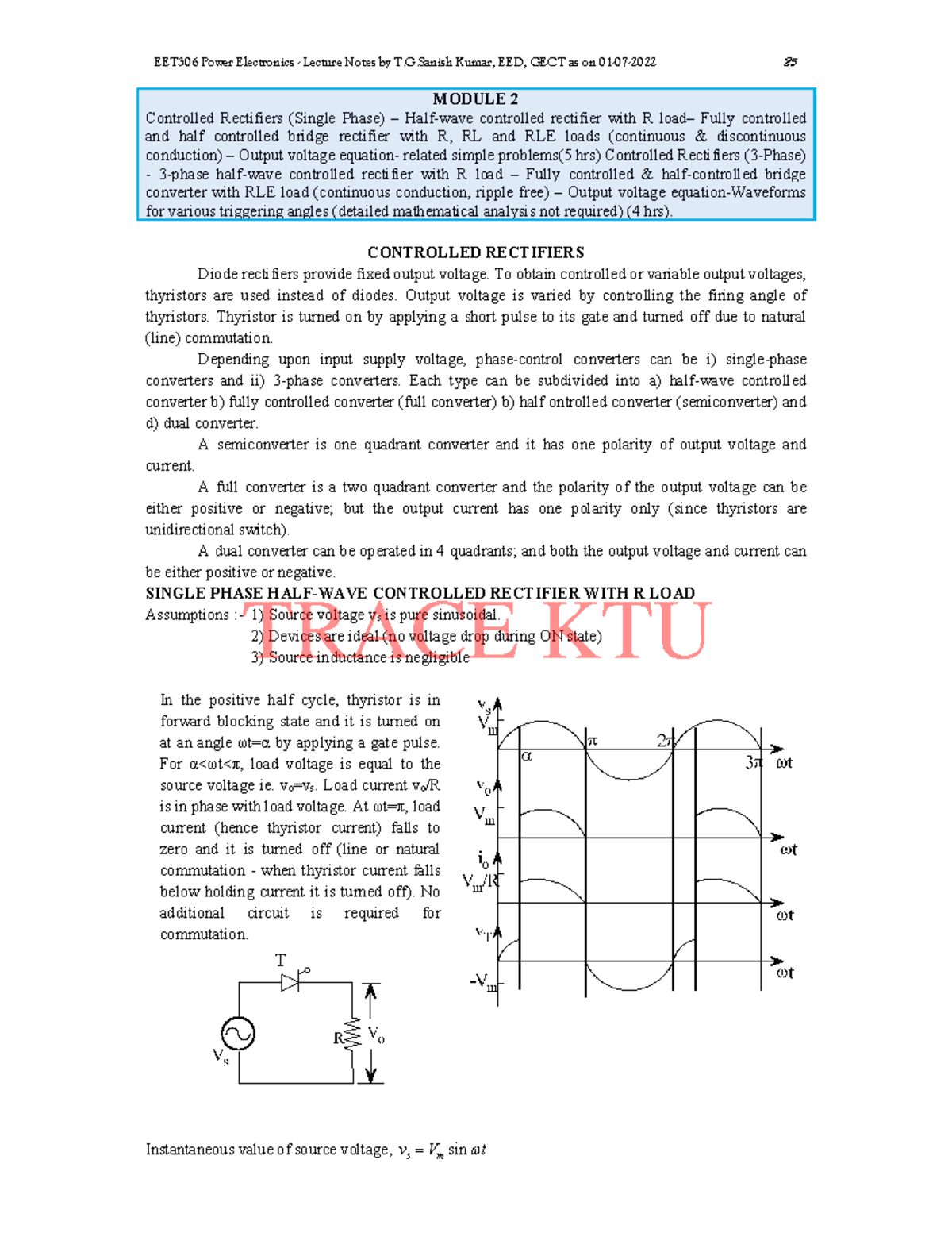Module 2 - oops - MODULE 2 Controlled Rectifiers (Single Phase) – Half ...