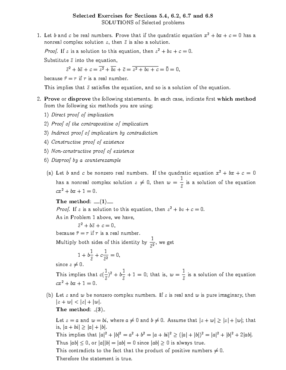 Selected Solution Exercises For 5 4 6 2 6 7 6 8 Selected Exercises