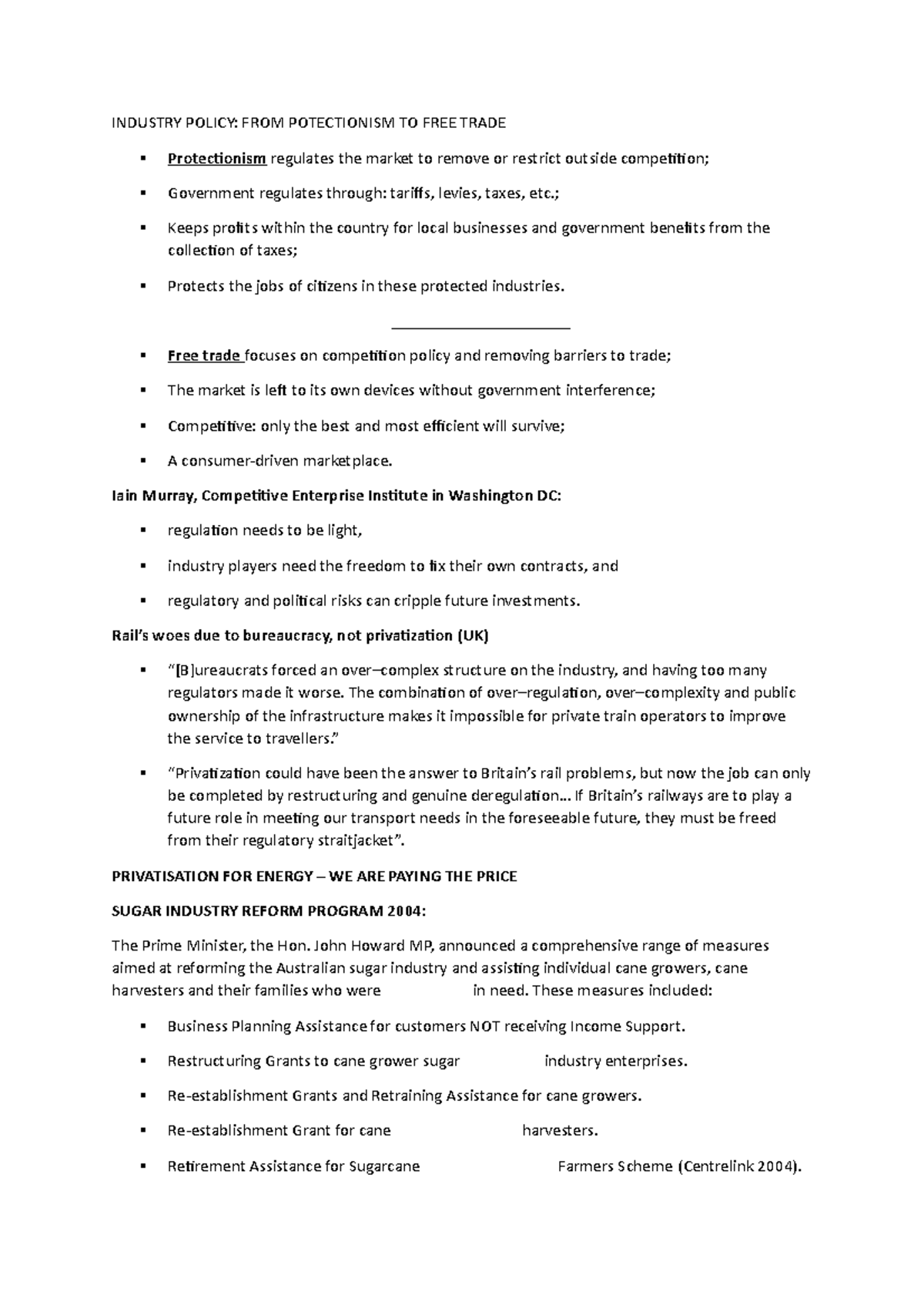 GBR W6 - Lecture notes 6 - INDUSTRY POLICY: FROM POTECTIONISM TO FREE ...