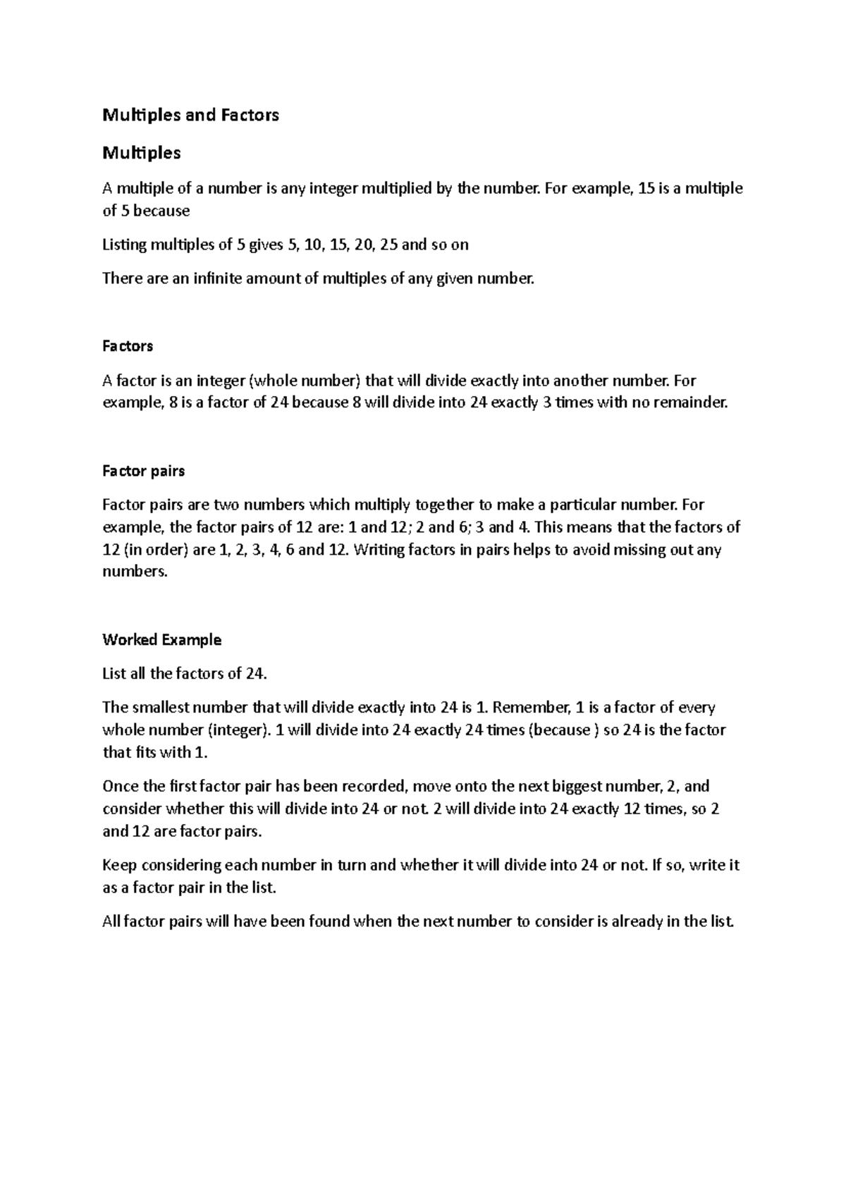 Multiples And Factors Lecture Notes 5 6 Multiples And Factors