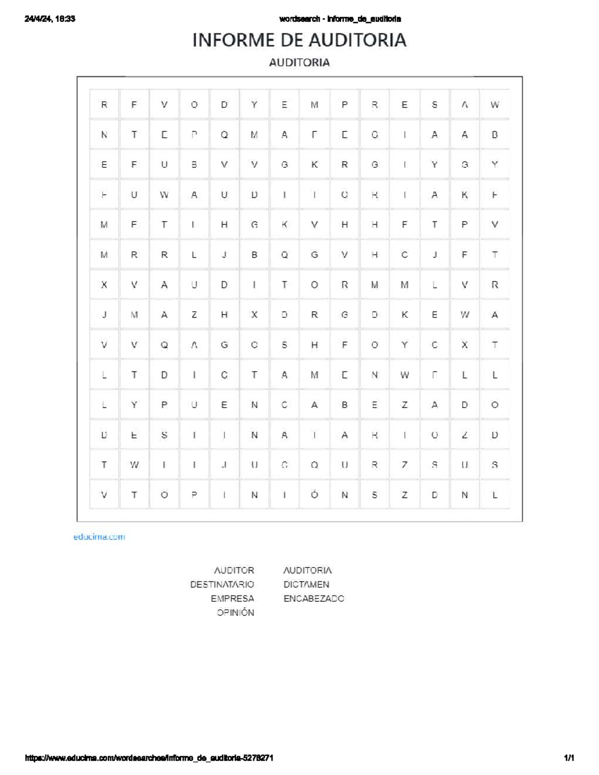 SOPA DE Letras - ... - contabilidad - Studocu