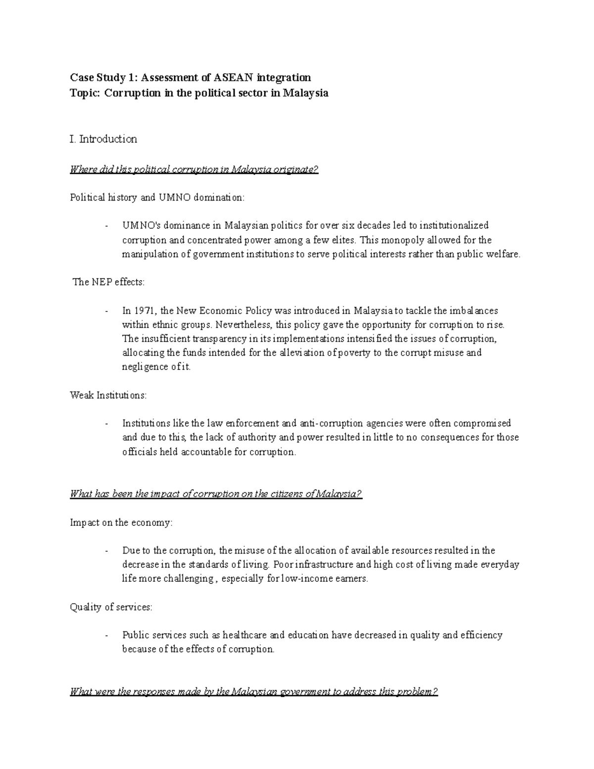 Case-Study-1 -Assessment-of- Asean-integration - Case Study 1 ...