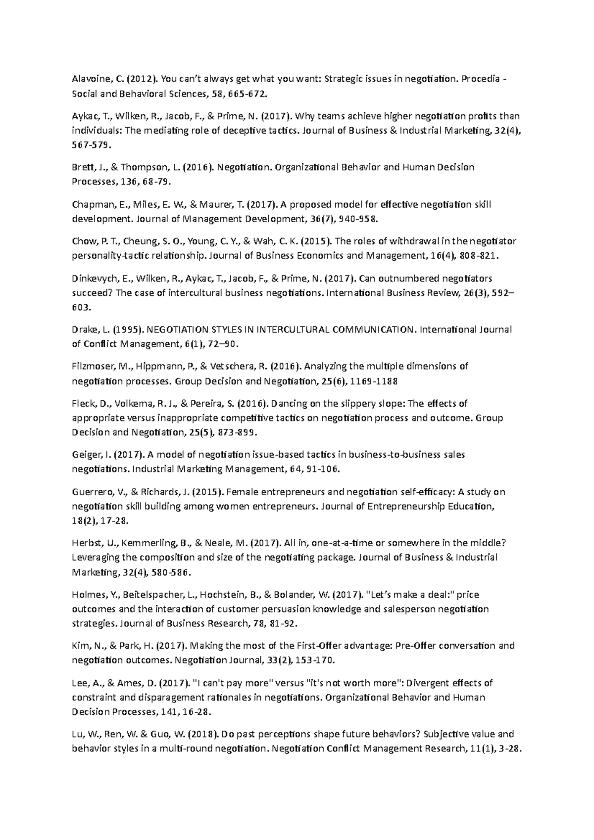 Useful references - Alavoine, C. (2012). You can’t always get what you ...