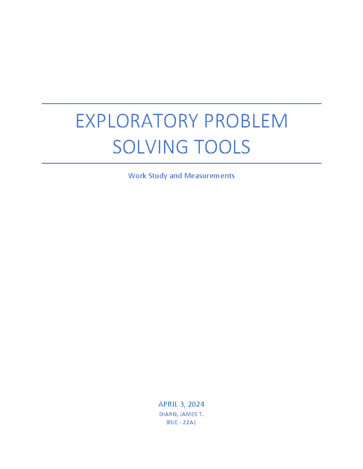 Exploratory Problem Solving Tools - EXPLORATORY PROBLEM SOLVING TOOLS ...