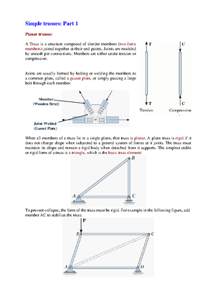Trusses - practice and lecture - Statics of Rigid Bodies - Studocu