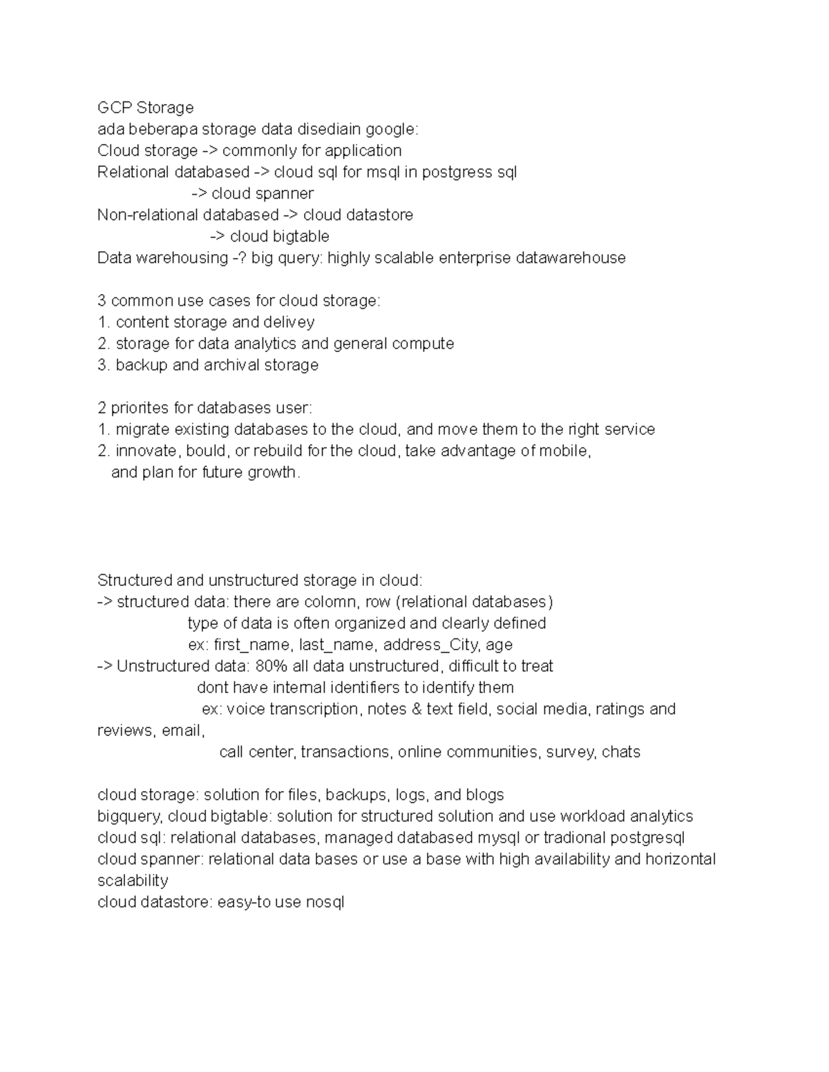 Cloud Computing - 4 - GCP Storage ada beberapa storage data disediain ...