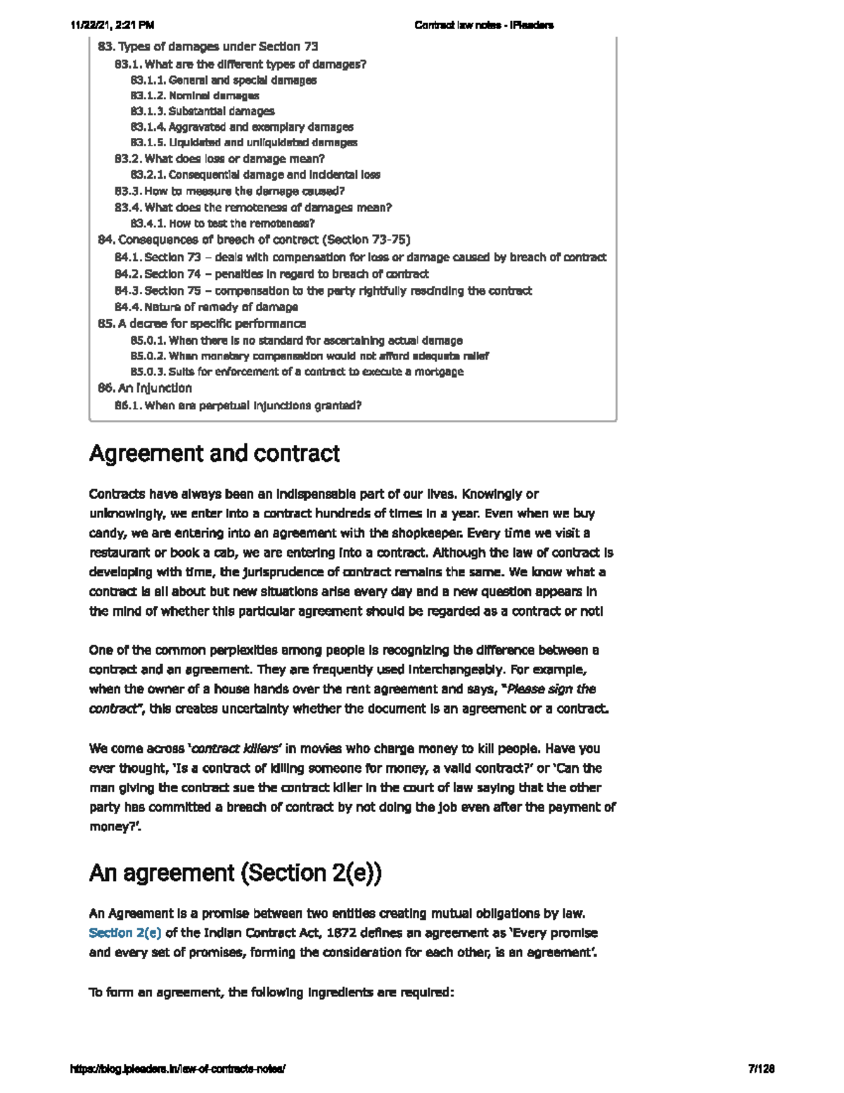 Contract - ipleaders - Law of Contract I - Studocu