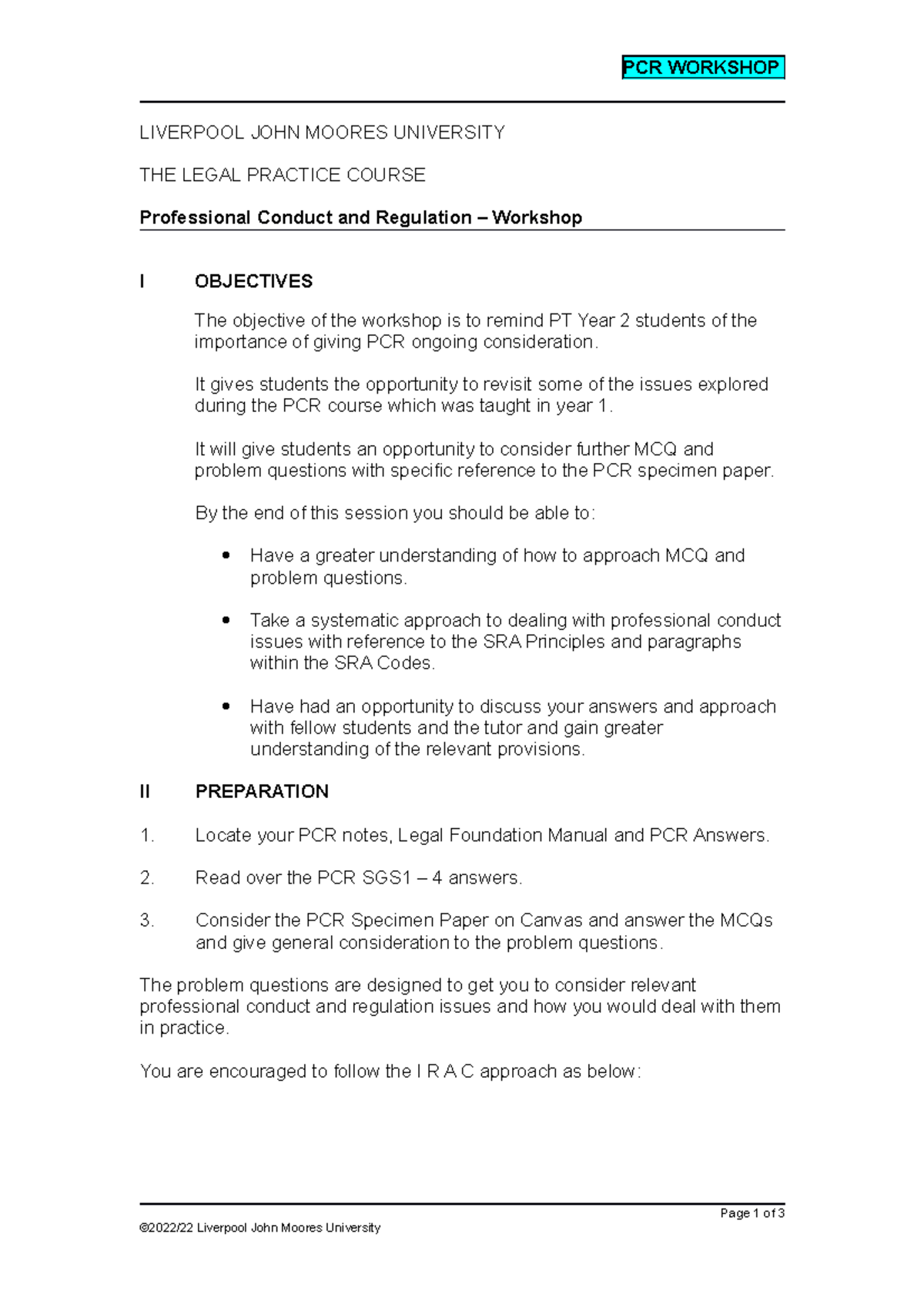 PCR Workshop Description 2021 - PCR WORKSHOP LIVERPOOL JOHN MOORES ...