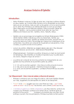 Poème Français Ophélie - Ophélie, Rimbaud : analyse commentairecompose ...