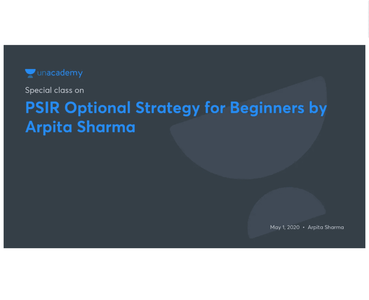 PSIR Optional Strategy for Beginners by Arpita Sharma no anno ...