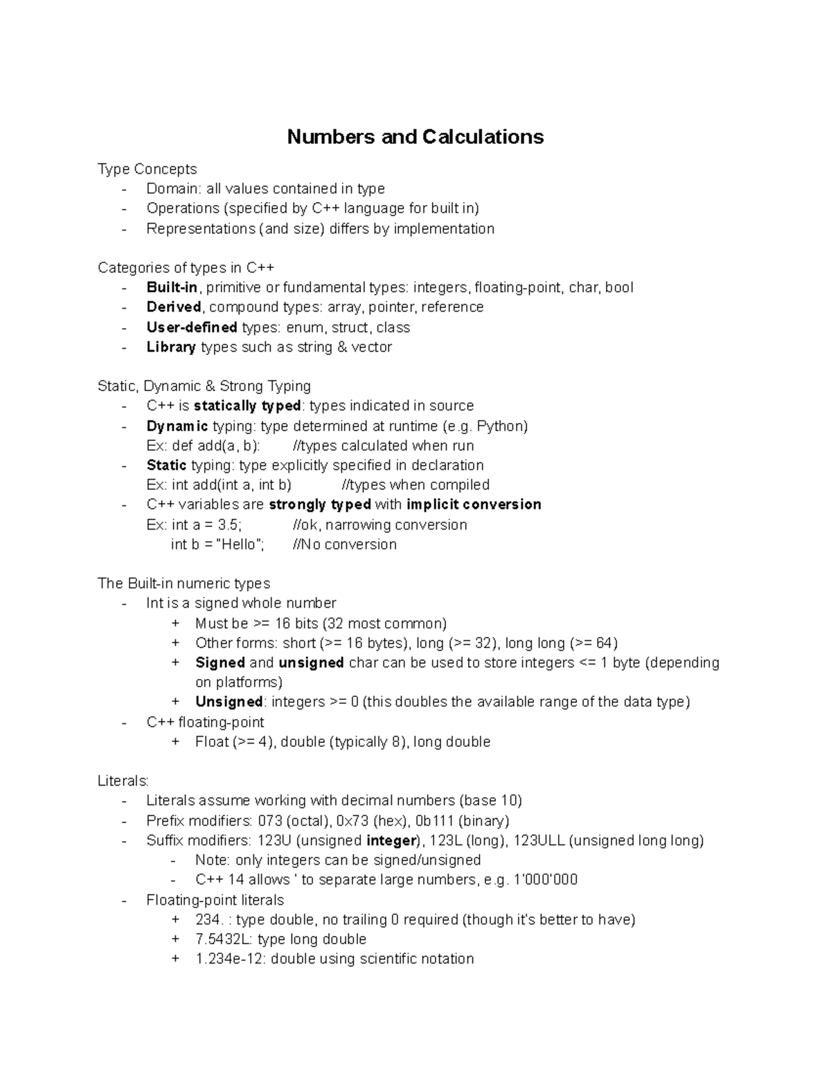 Chapter 3 - Numbers and Calculations - Numbers and Calculations Type ...