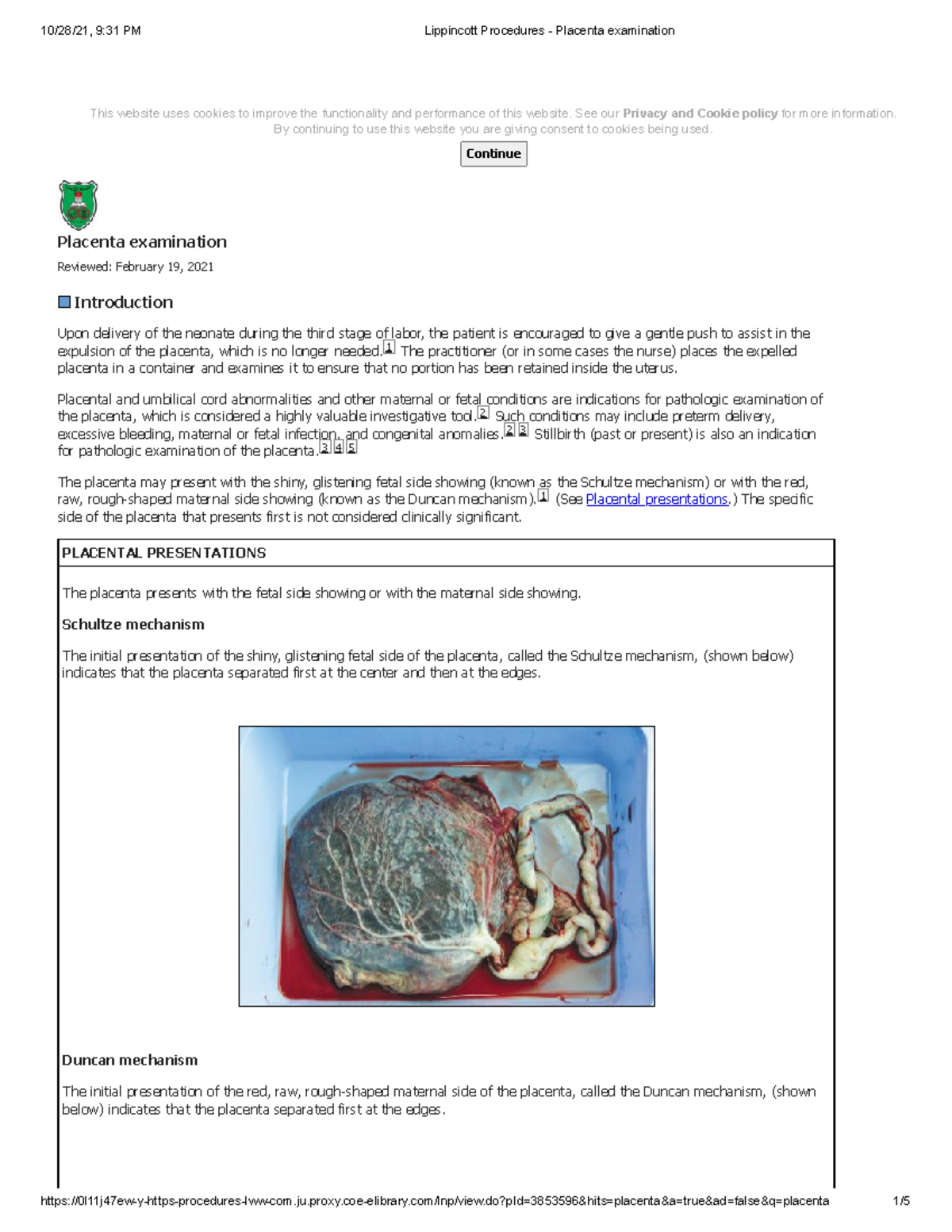 Lippincott Procedures - Placenta examination - Placenta examination ...