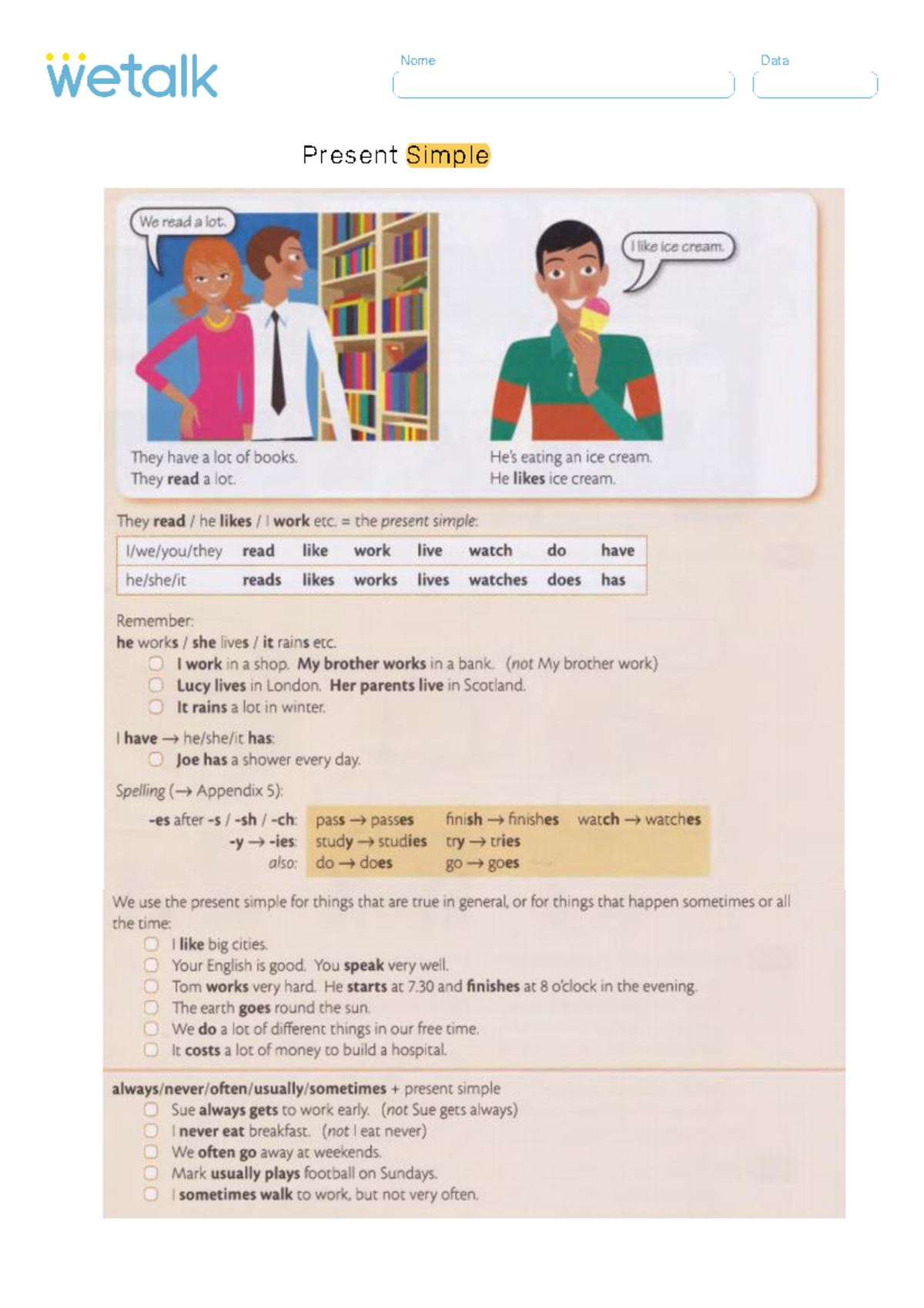 05. Simple Present - English - Nome Data Present Simple - Studocu