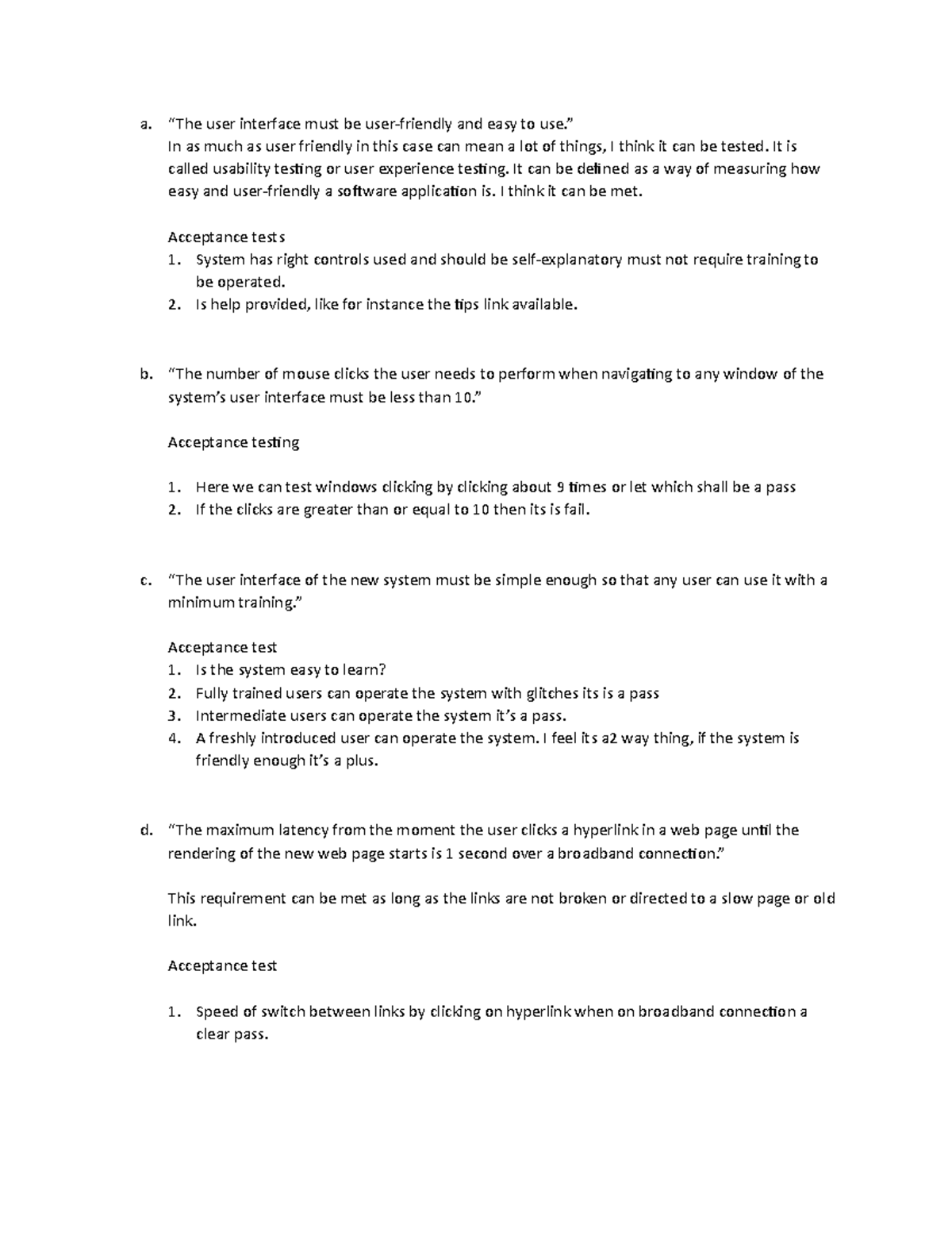 Assignment 1 - cs 2401 - a. “The user interface must be user-friendly ...