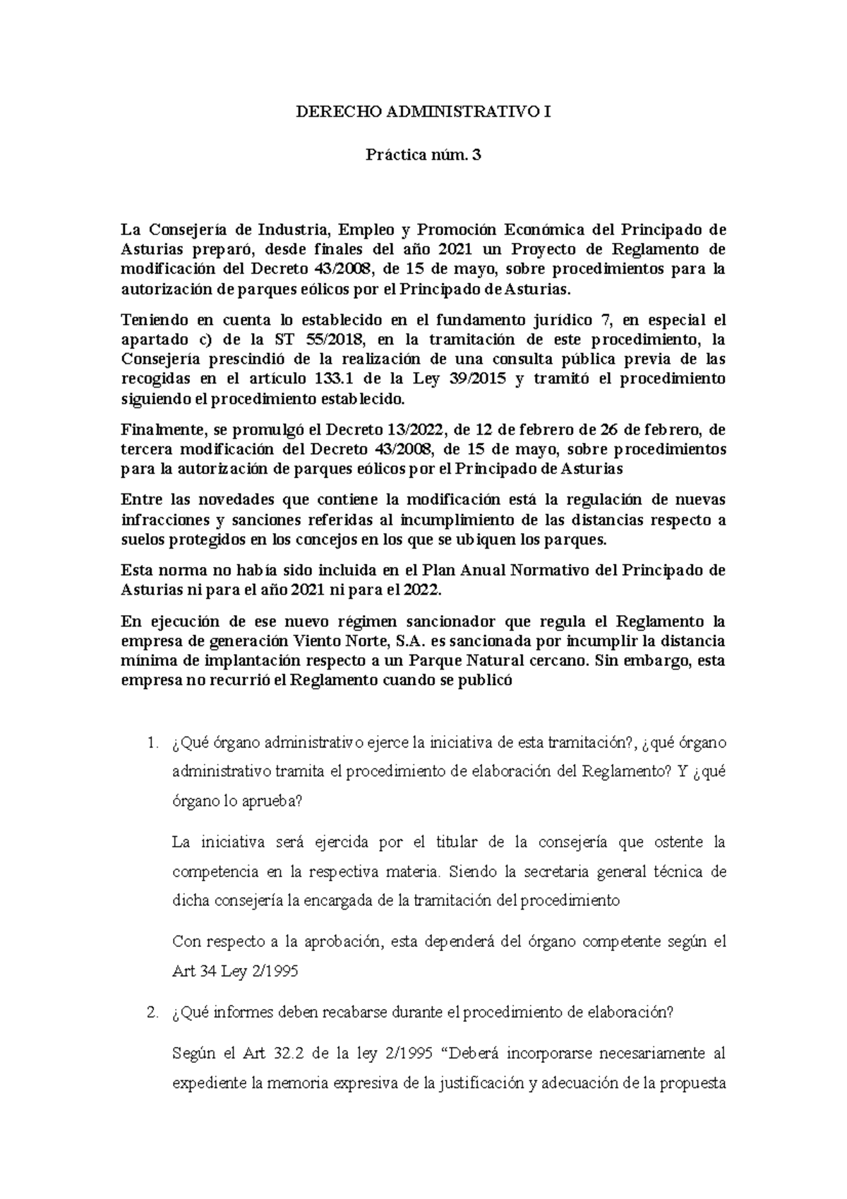 Pr Ã¡ctica 3 - Practica 3 Admin 1 - DERECHO ADMINISTRATIVO I Práctica núm. 3 La Consejería de ...