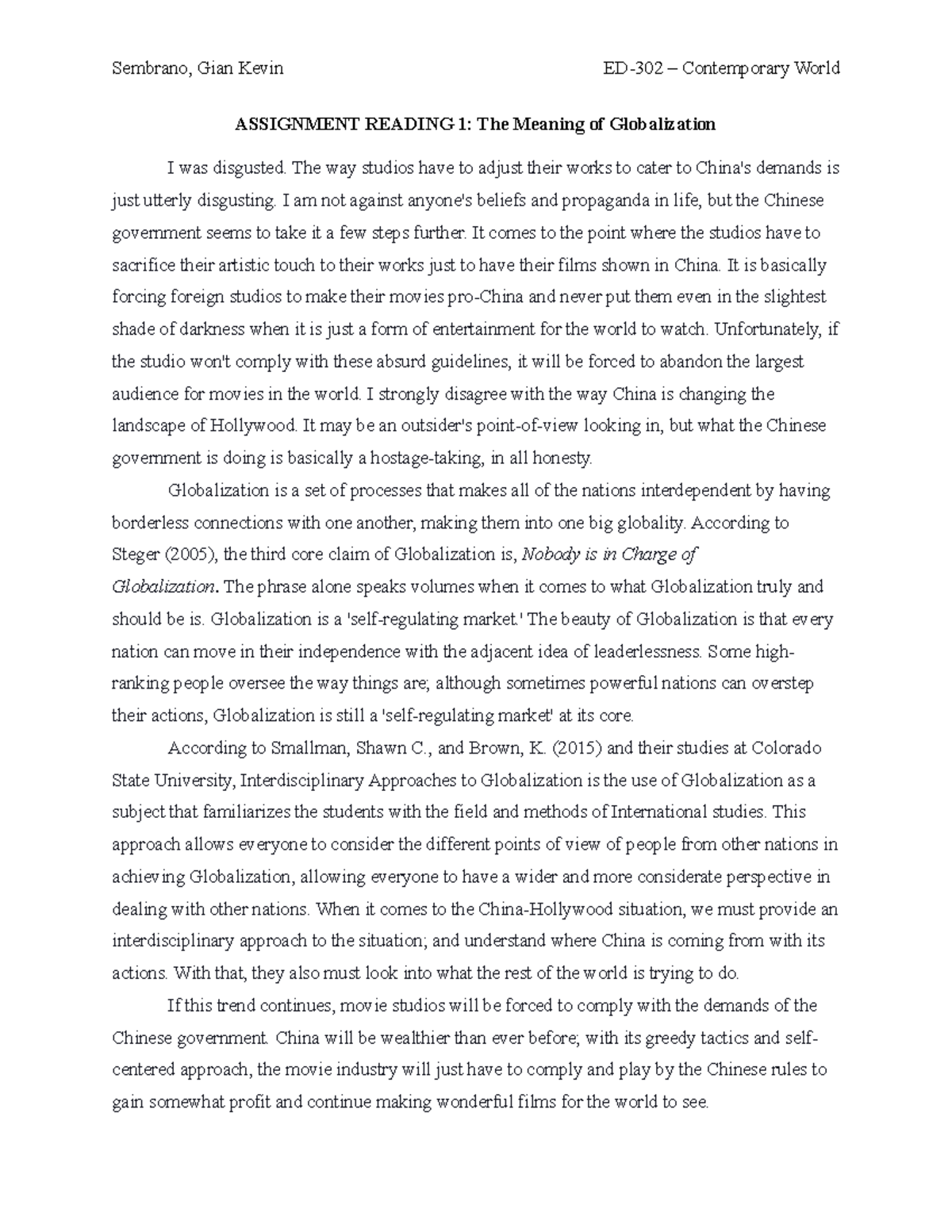 Conworld- Reading-1 - Notes - Sembrano, Gian Kevin ED-302 ...