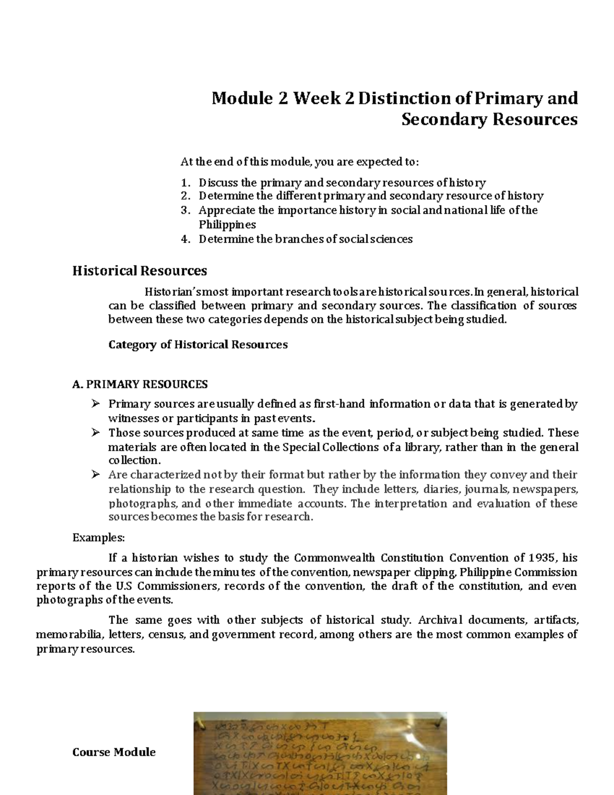 W2-Module 2 Distiction of Primary and Secondary Resources - Course ...