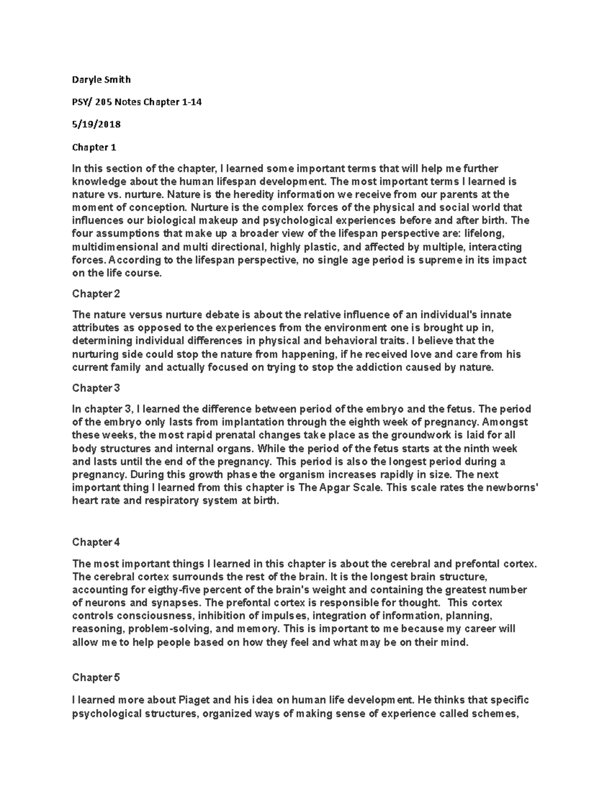 Daryle Smith PSY-205 Notes - The most important terms I learned is ...