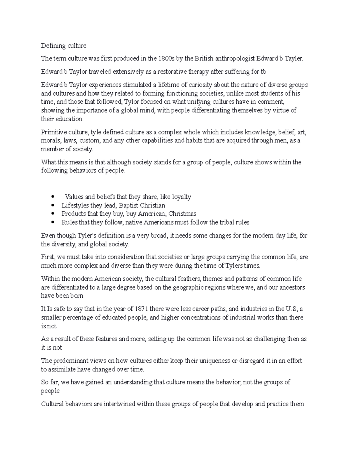 Module 3 defining culture, complete module - Defining culture The term ...