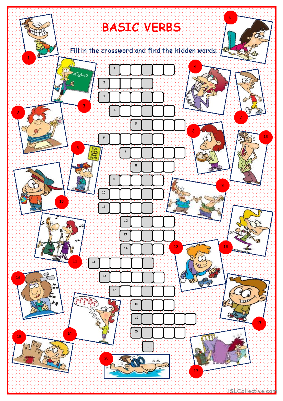 Basic Verbs Crossword Puzzle - BASIC VERBS - Fill in the crossword and ...