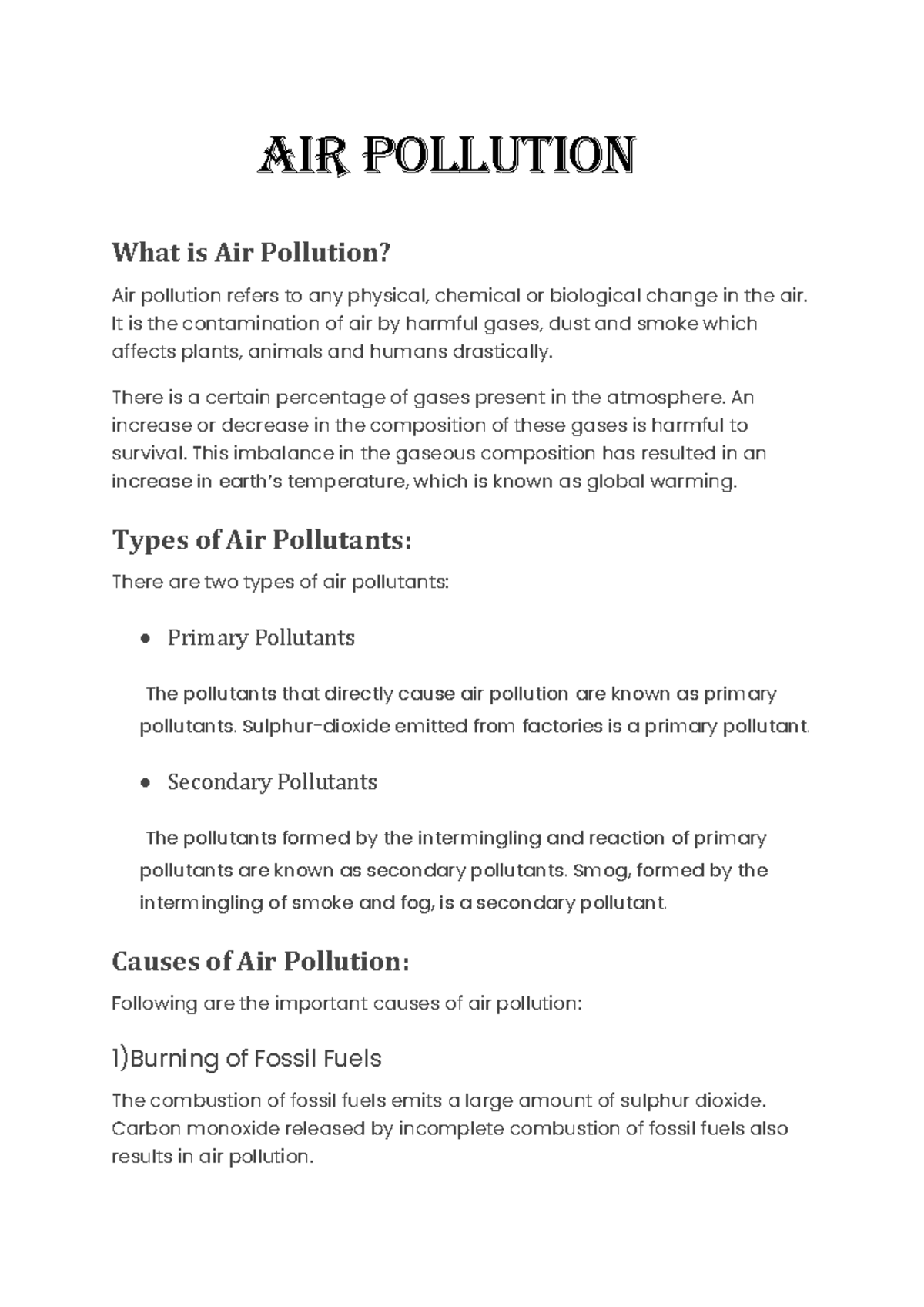AIR Pollution - AIR POLLUTION What is Air Pollution? Air pollution ...