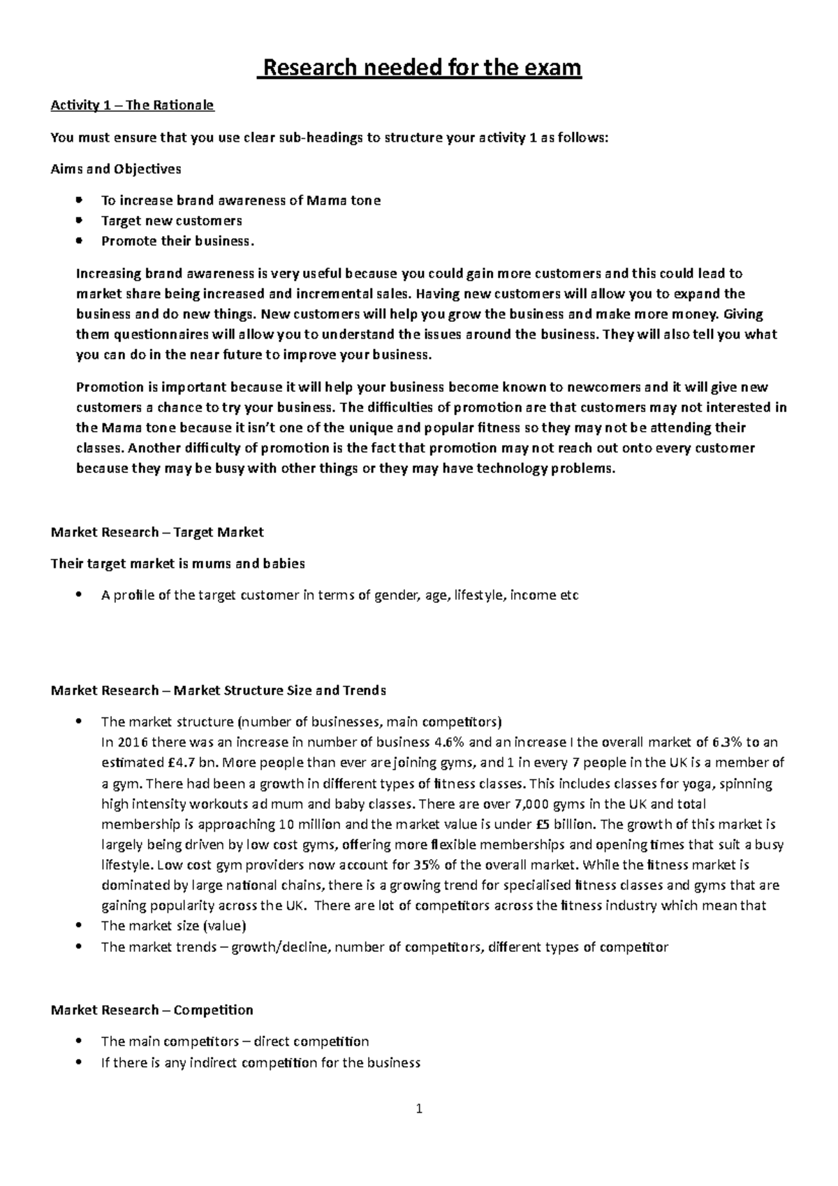 Research for Exam Activity 1: Market Analysis and Marketing Campaign ...