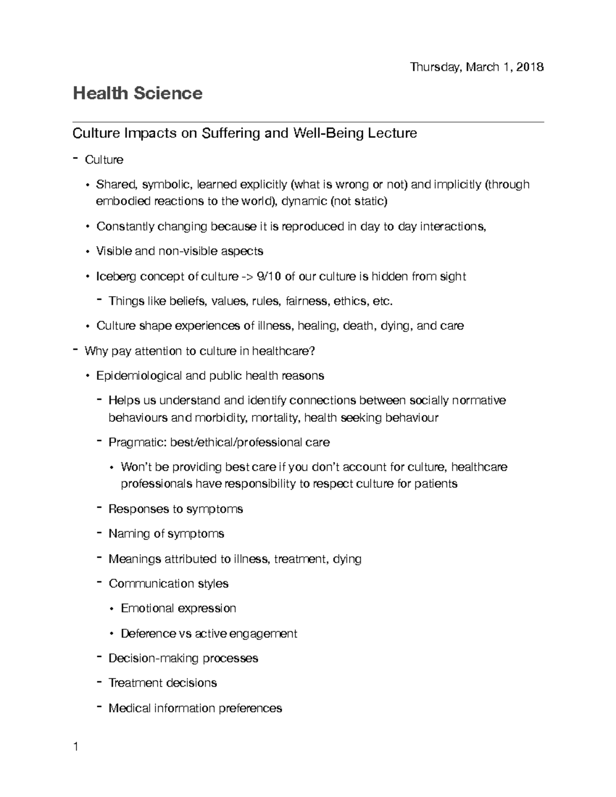 12 Lecture - Health Science Culture Impacts on Suffering and Well-Being ...