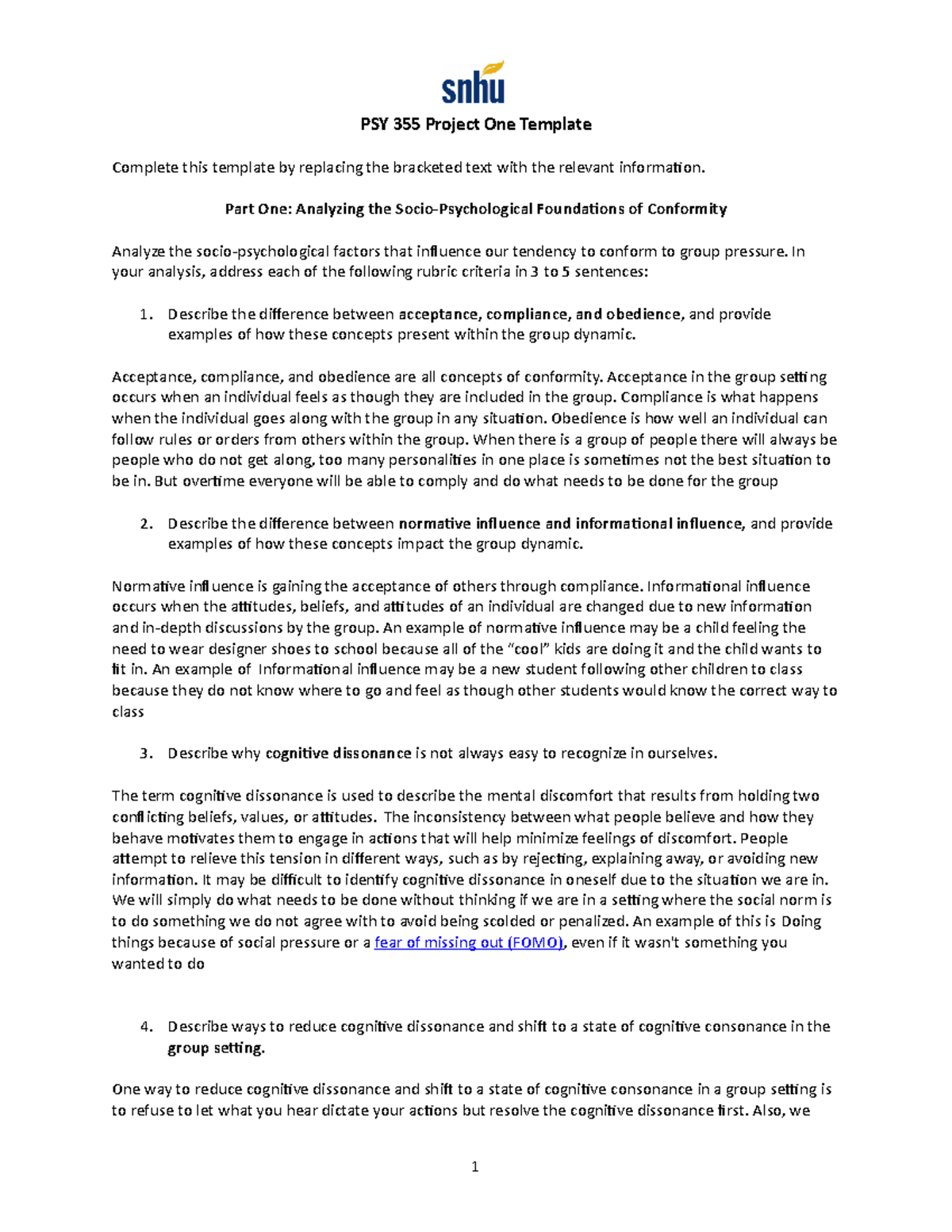 PSY 355 Project One Template - PSY 355 Project One Template Complete ...