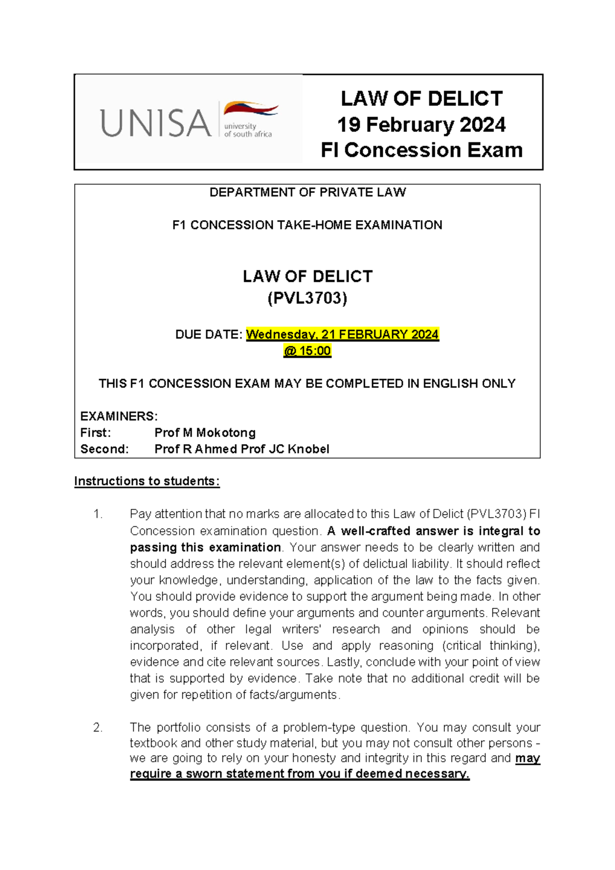 PVL3703 FI Concession Exam Q 19Feb2024 (Oct Nov 2023) - DEPARTMENT OF ...
