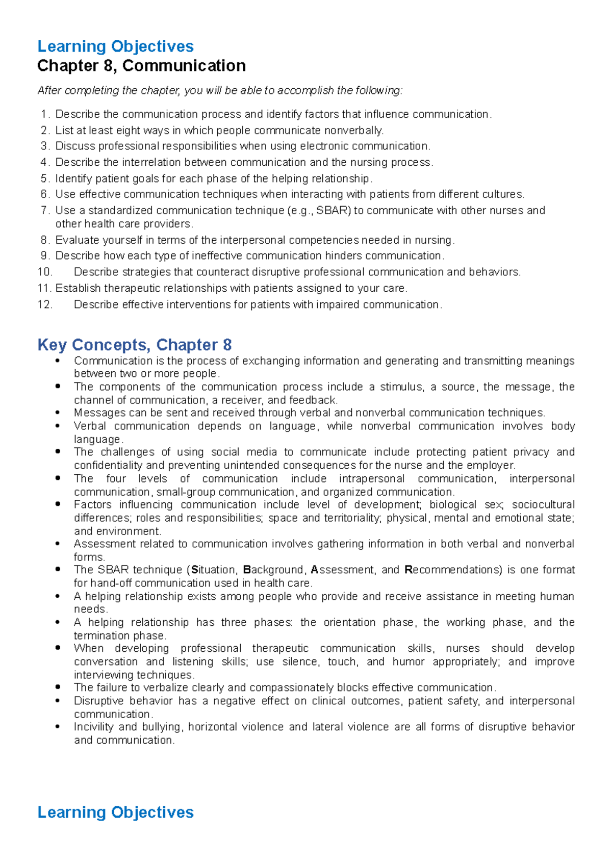 CLINICAL NURSING FOUNDATIONS NURS 3632 - Learning Objectives Chapter 8 ...