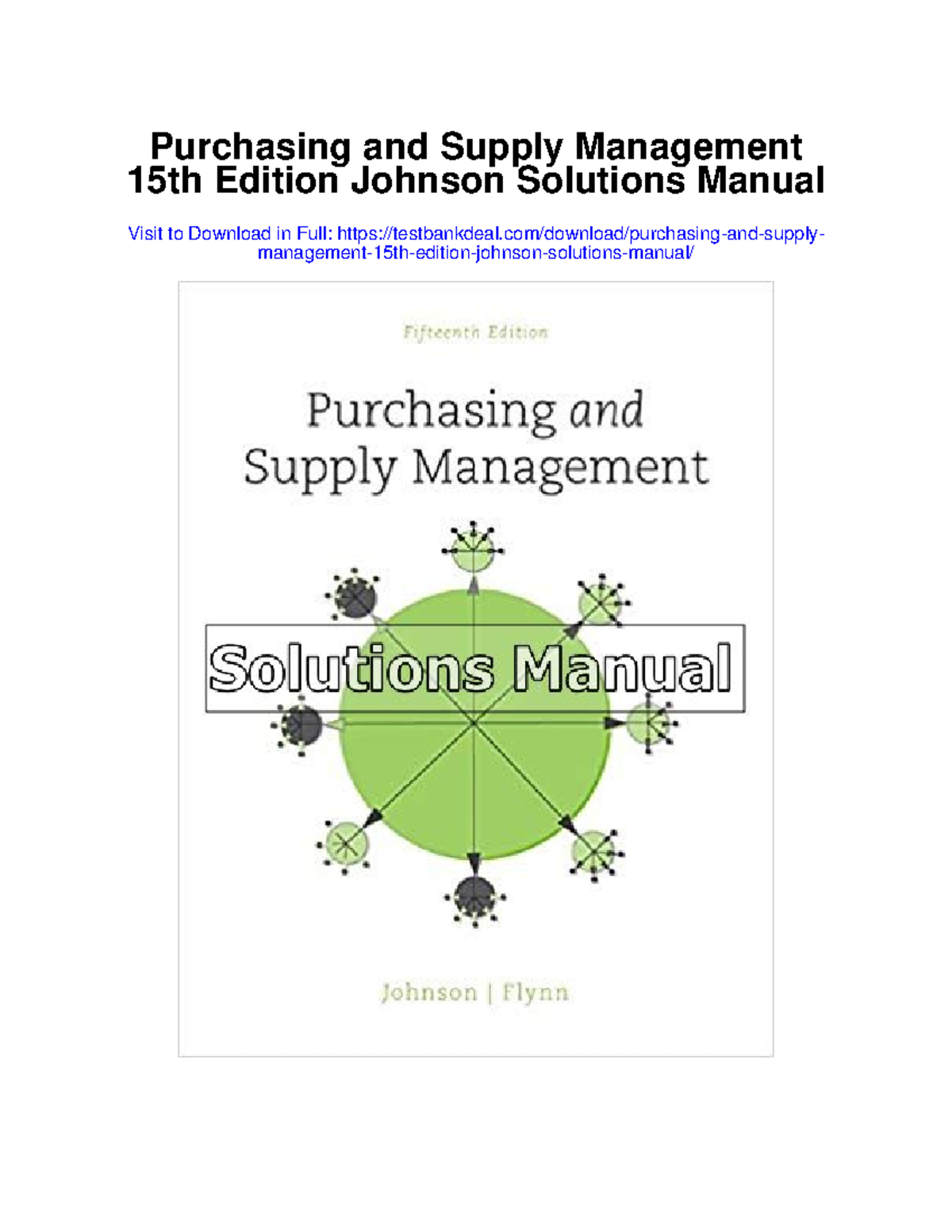 680942296 Purchasing and Supply Management 15th Edition Johnson ...