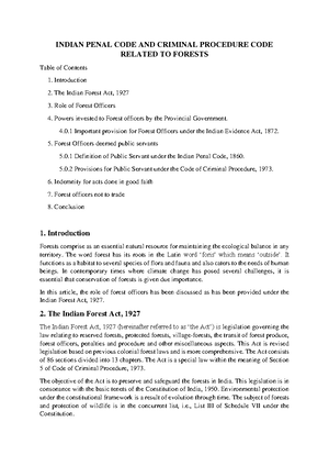 Indian Penal CODE AND Criminal Procedure CODE Related TO Forests ...