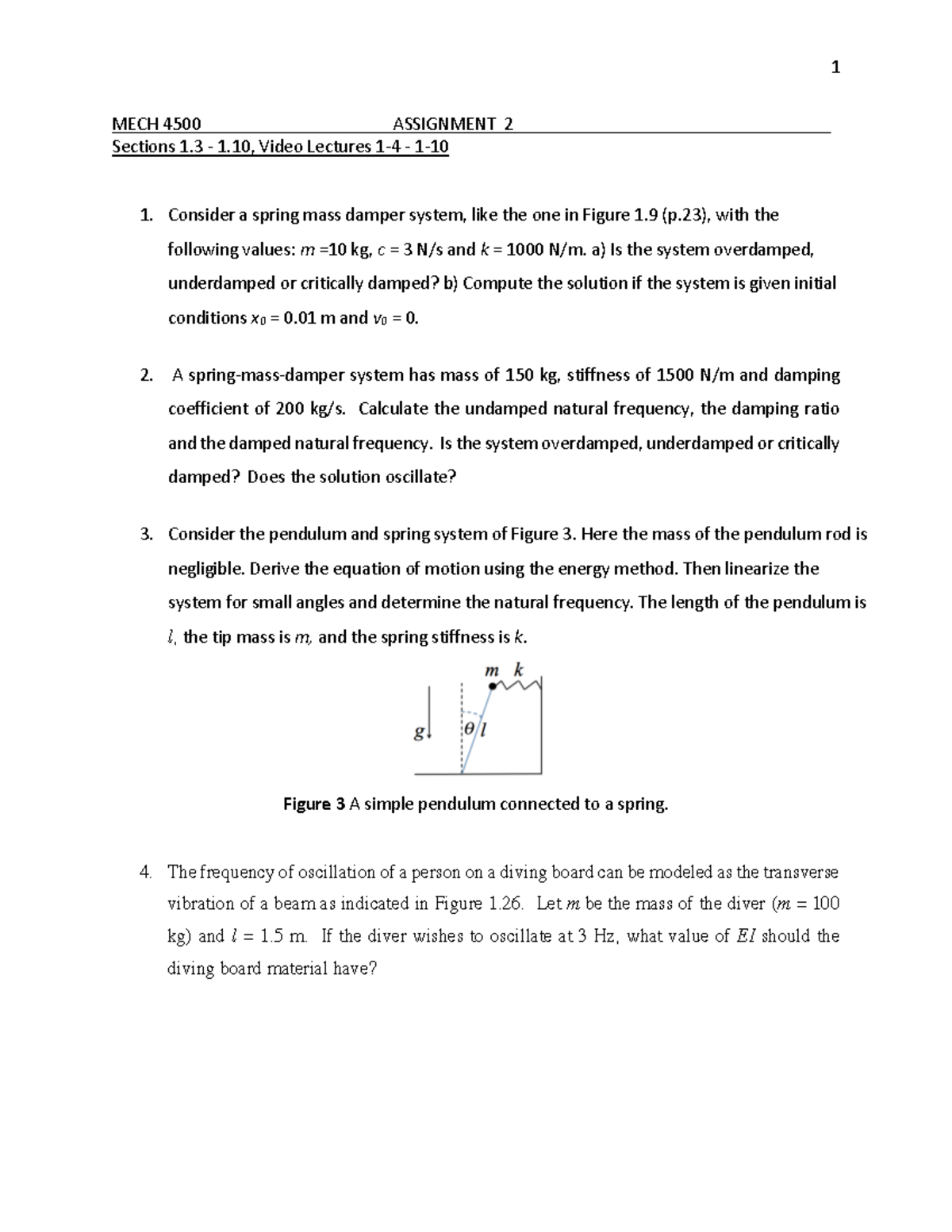 Assignment 2 - 1 MECH 45 00 _____________ ASSIGNMENT 2 ...