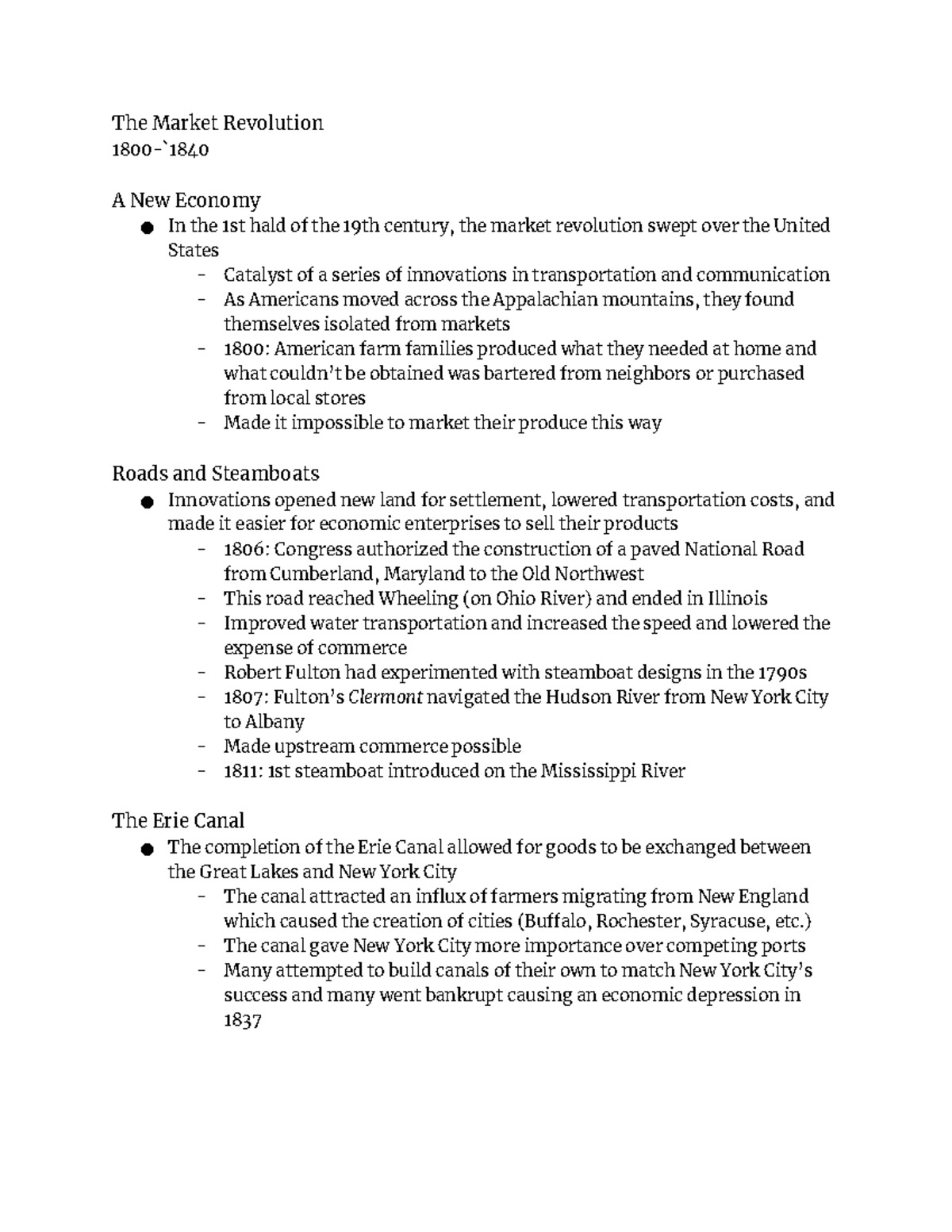 Give Me Liberty ch. 9 Notes - The Market Revolution 1800-` A New ...