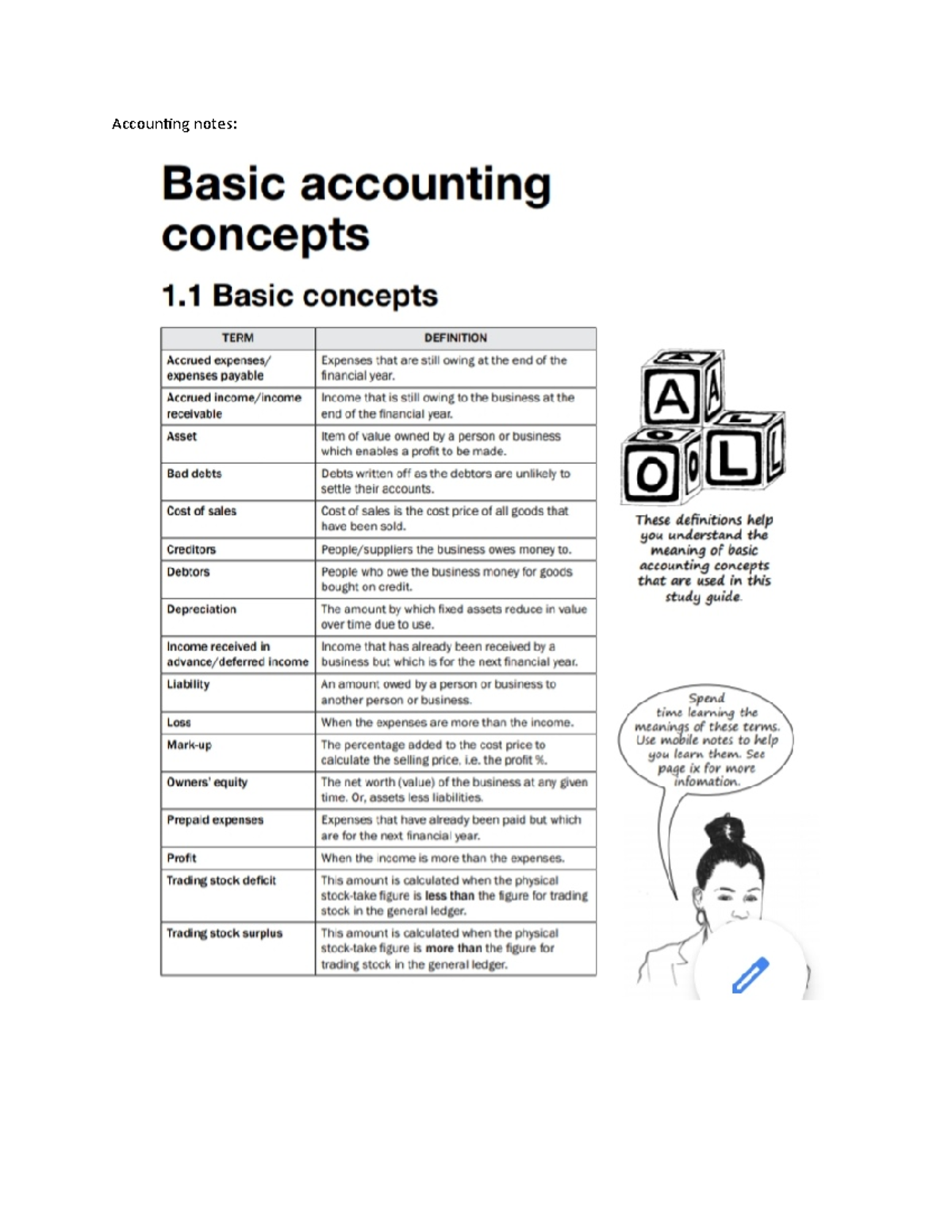 Accounting notes 2 - Accounting notes: Important for every debit there ...