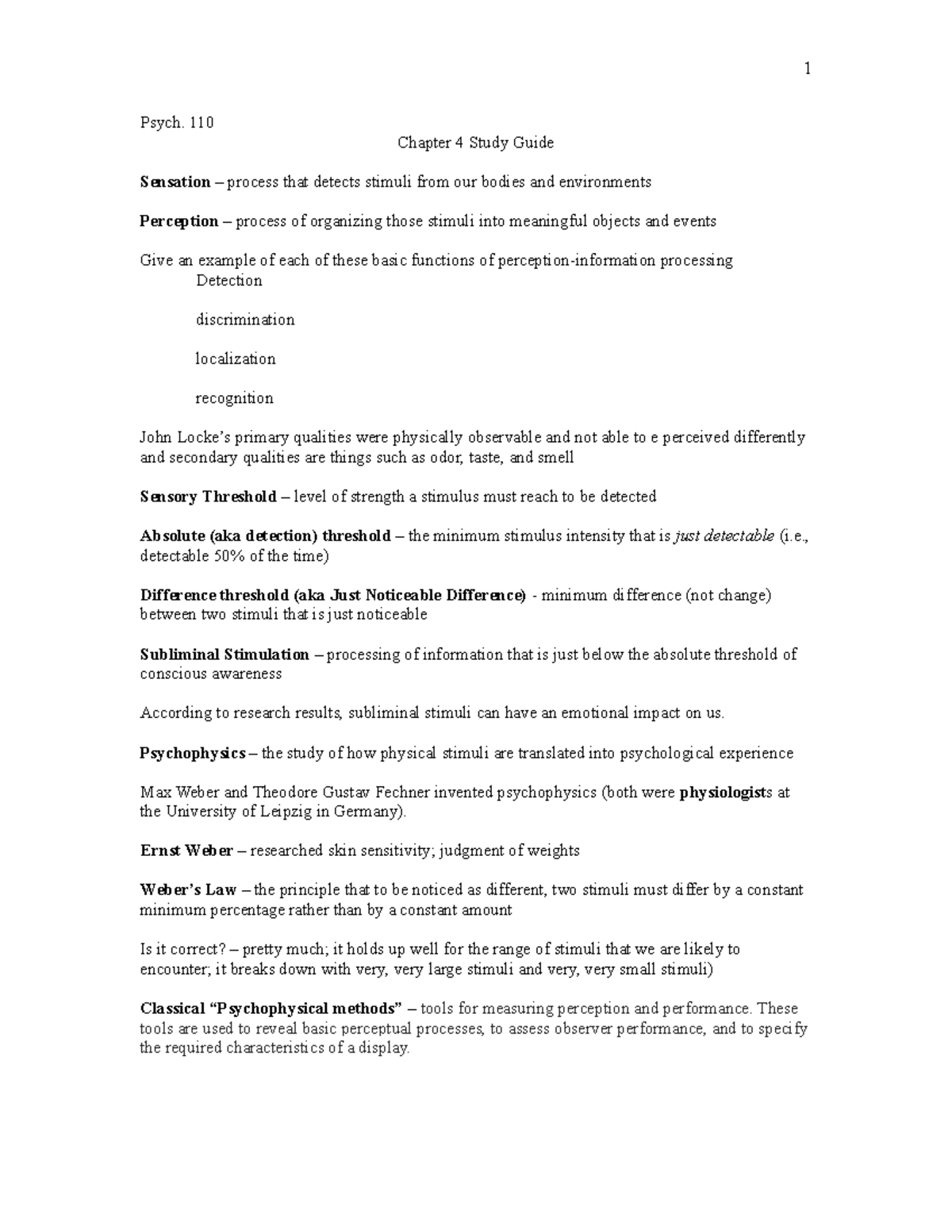 Chapter 4 Study Guide - Prompts for Exam Content/Exam Practice - Psych ...