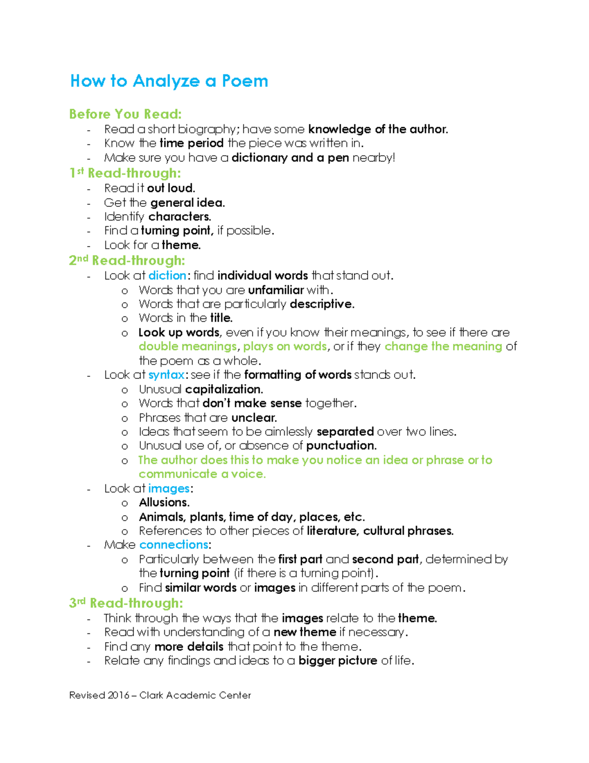 Analyzing-Poetry - Information is helpful - Revised 2016 – Clark ...