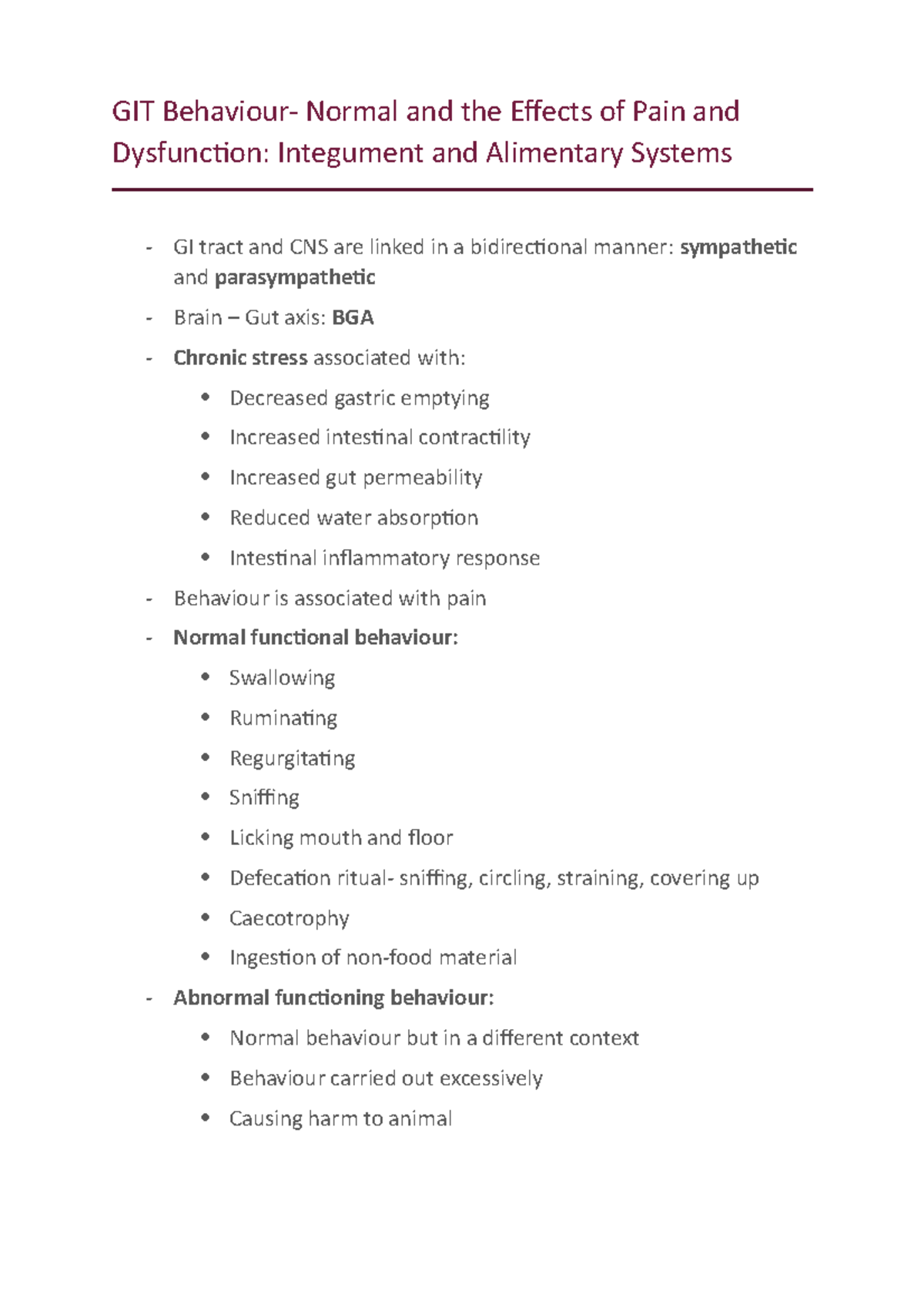 GIT Behaviour IA - lecture - GIT Behaviour- Normal and the Effects of ...