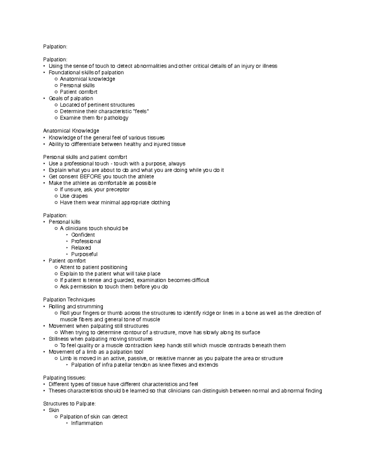 Patient Observation - Palpation: Palpation: Using the sense of touch to ...