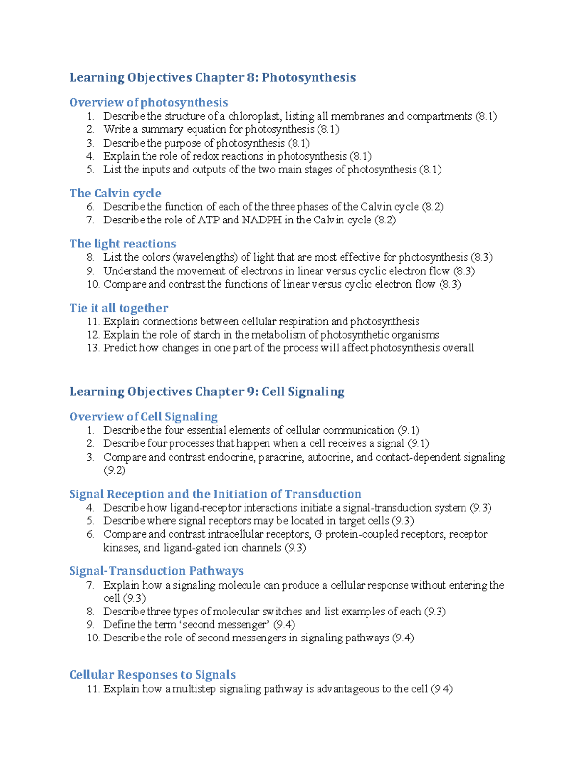 Miller Learning Objectives BS161 SS20 Exam 3 - Learning Objectives ...